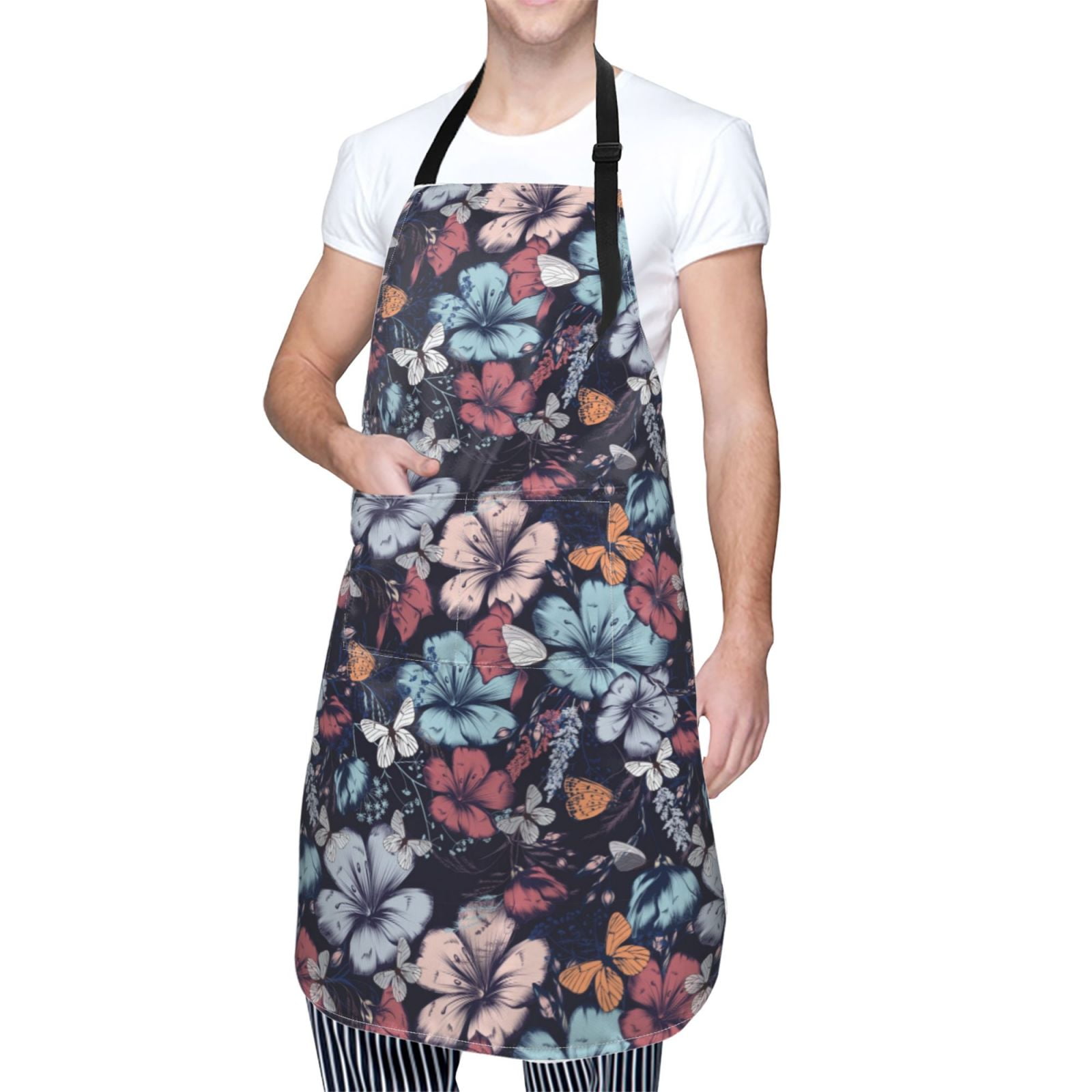 Cauagu Flowers ad Butterflies Aprons with Pockets,Waterproof Apron for ...