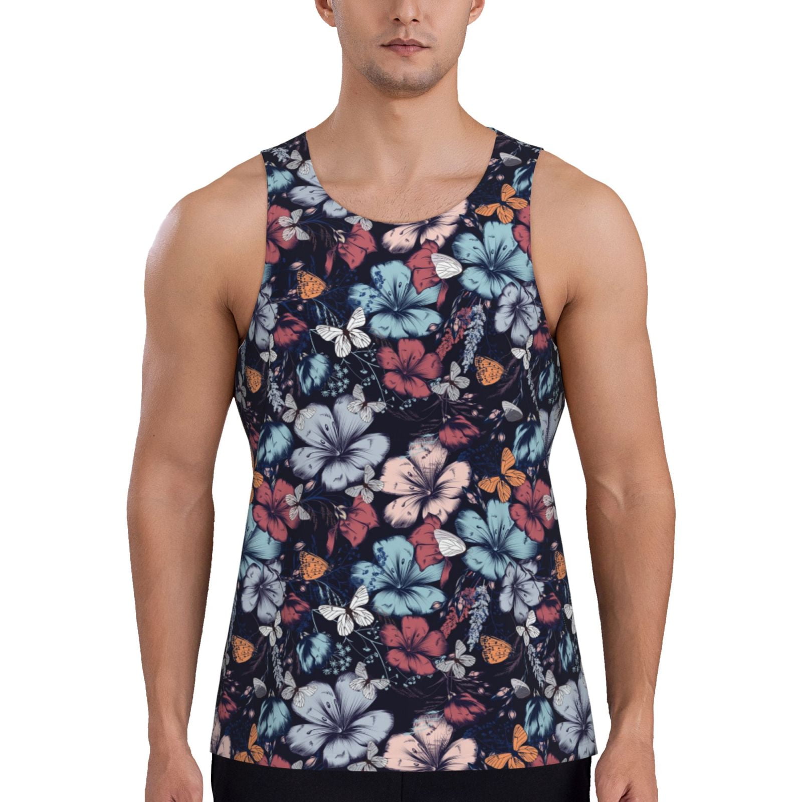 Cauagu Flowers ad Butterflies Print Men's Sleeveless Muscle Shirts,Tank ...