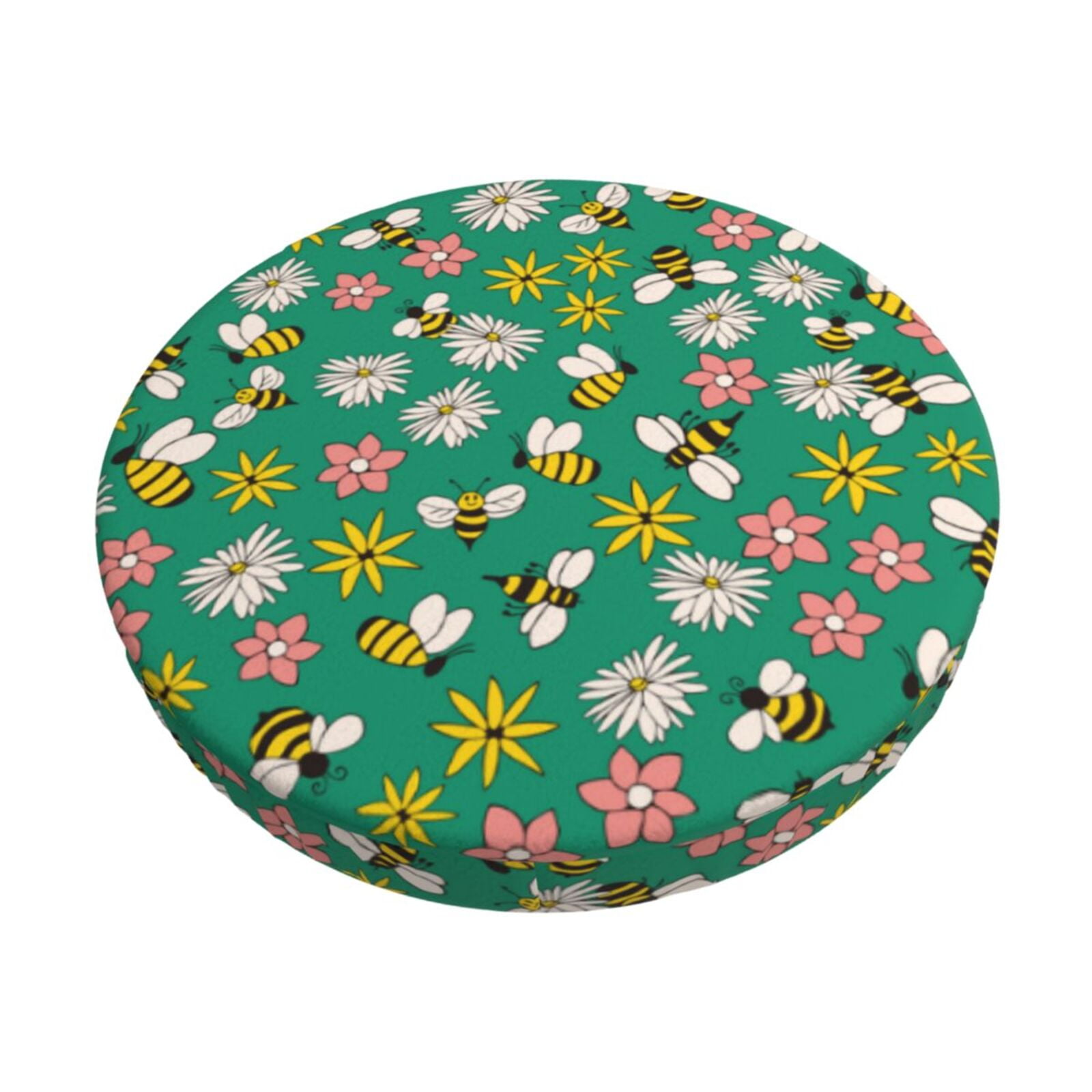 Cauagu Flying Bees Print Round Stool Covers,Seat Cushion for Round Bar ...