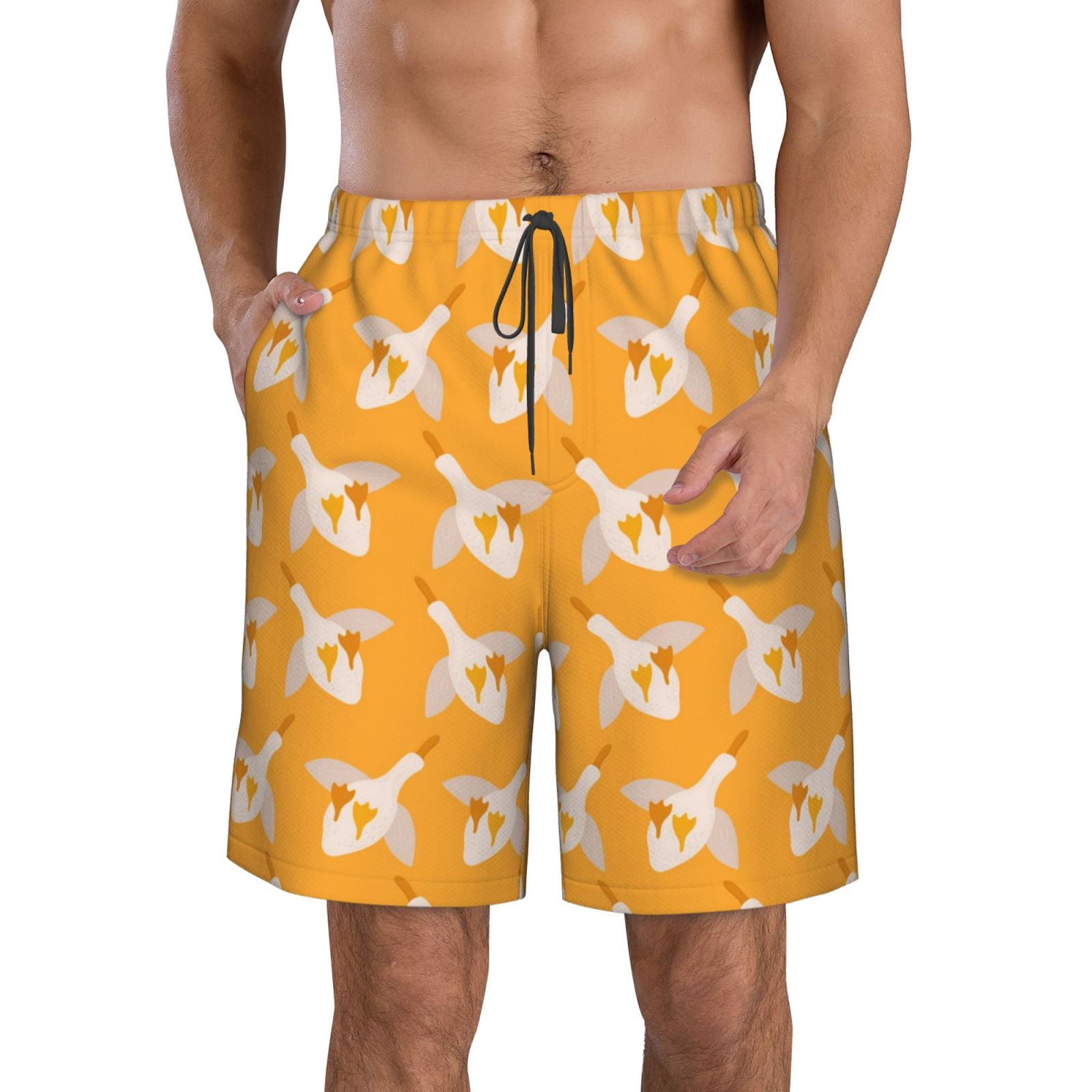 Cauagu Flying Ducks Print Men's Swim Trunks,Hawaiian Bathing Suit ...