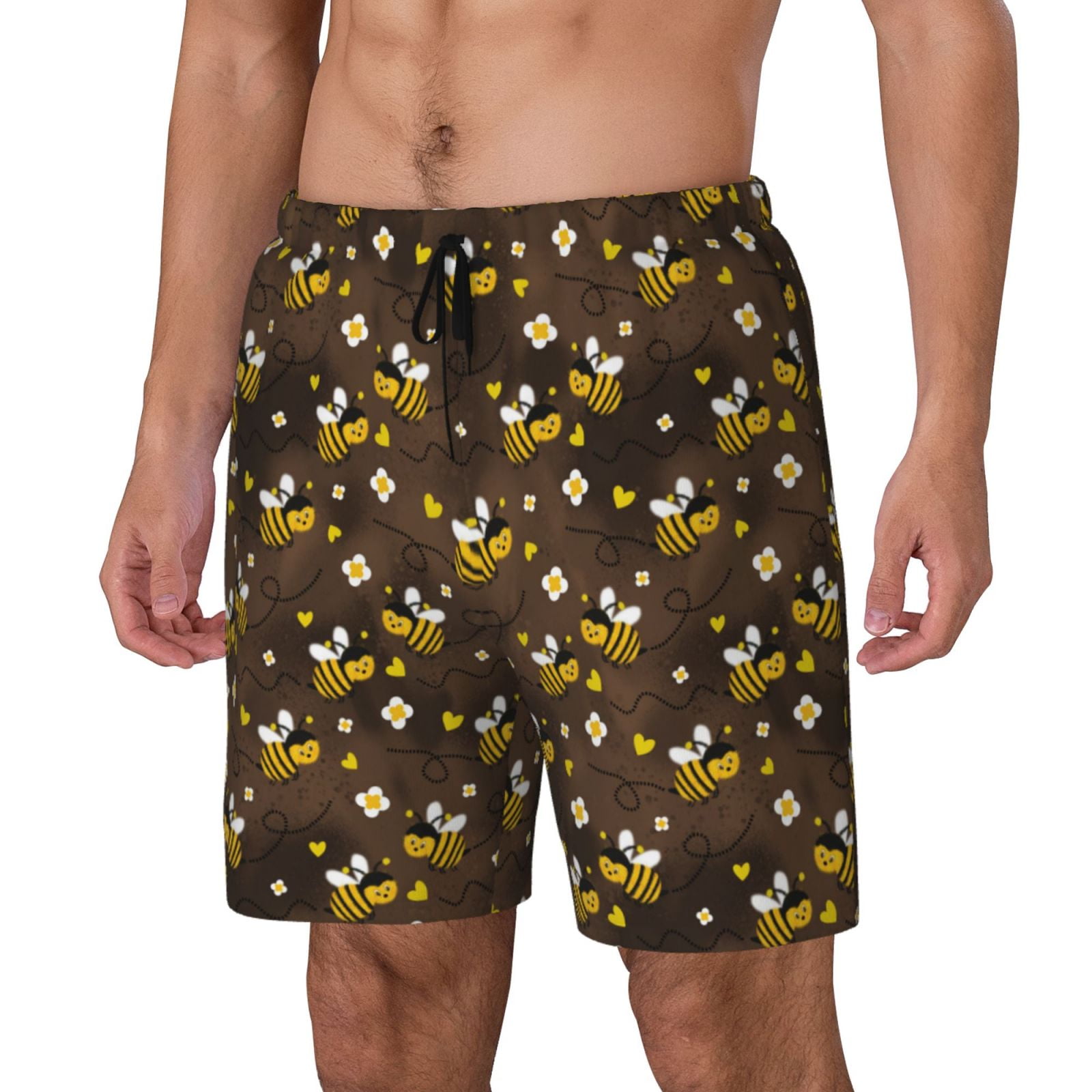 Cauagu Flying Furry Honey Bees Print Mens Swim Trunks Quick Dry Board ...