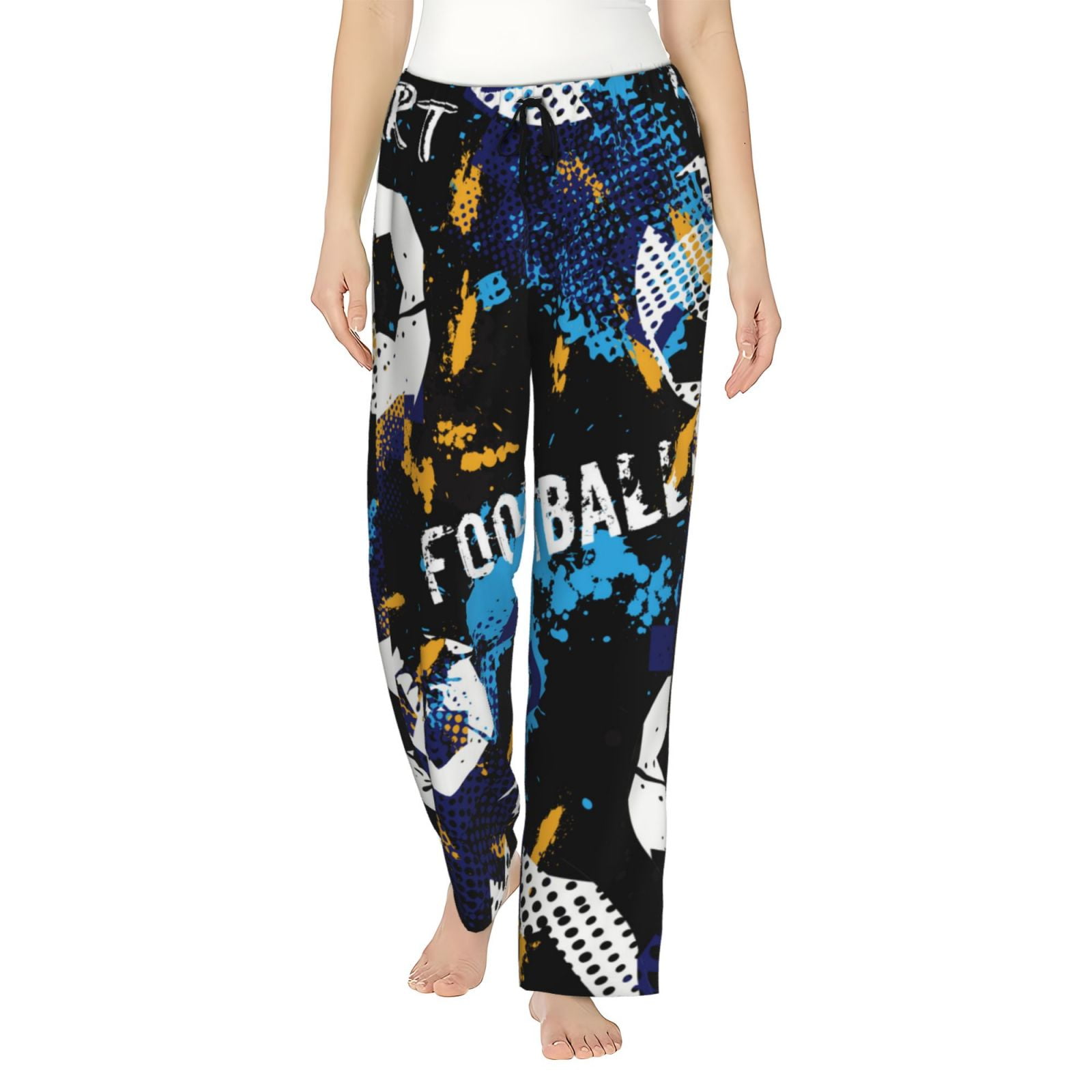 Cauagu Football Pajama Pants for Women Loose Fit Wide Leg Trouser Pants ...