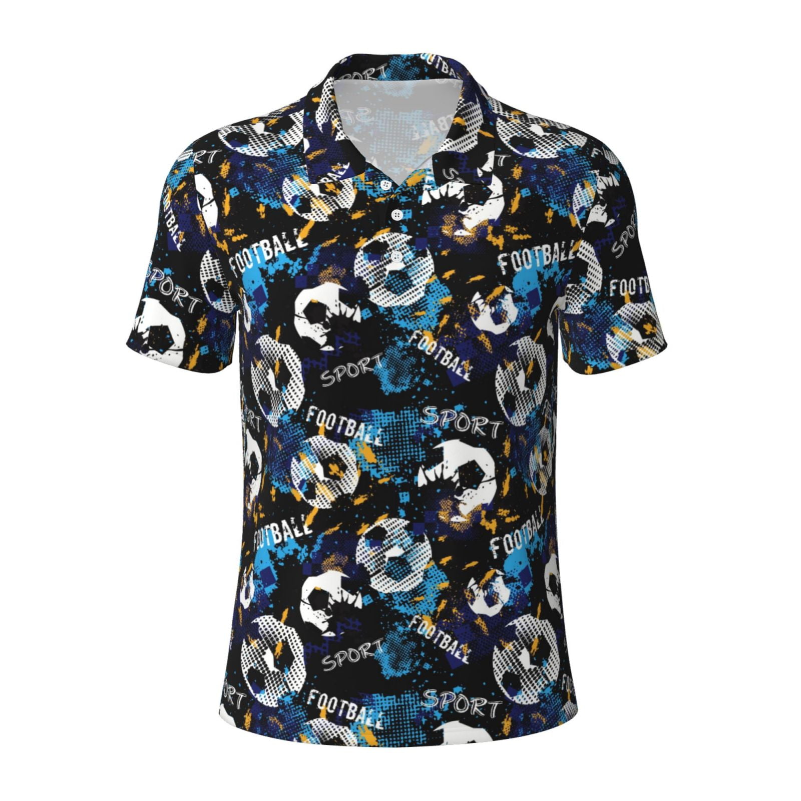 Cauagu Football Print Men's Polo Shirts, Short-Sleeve Polo Shirts for ...