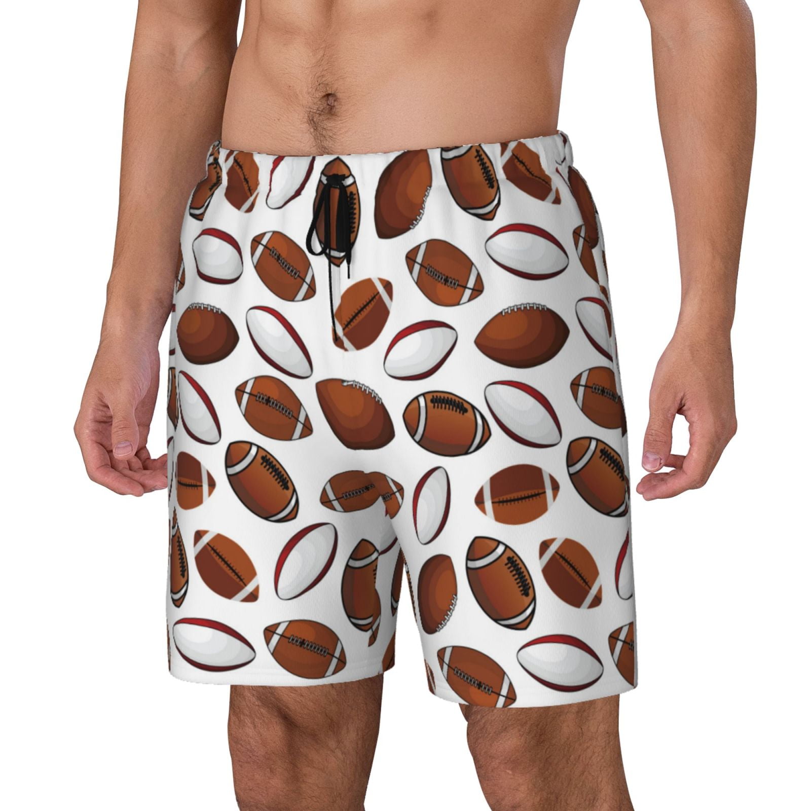 Cauagu Football Print Mens Swim Trunks Quick Dry Board Shorts Swim ...