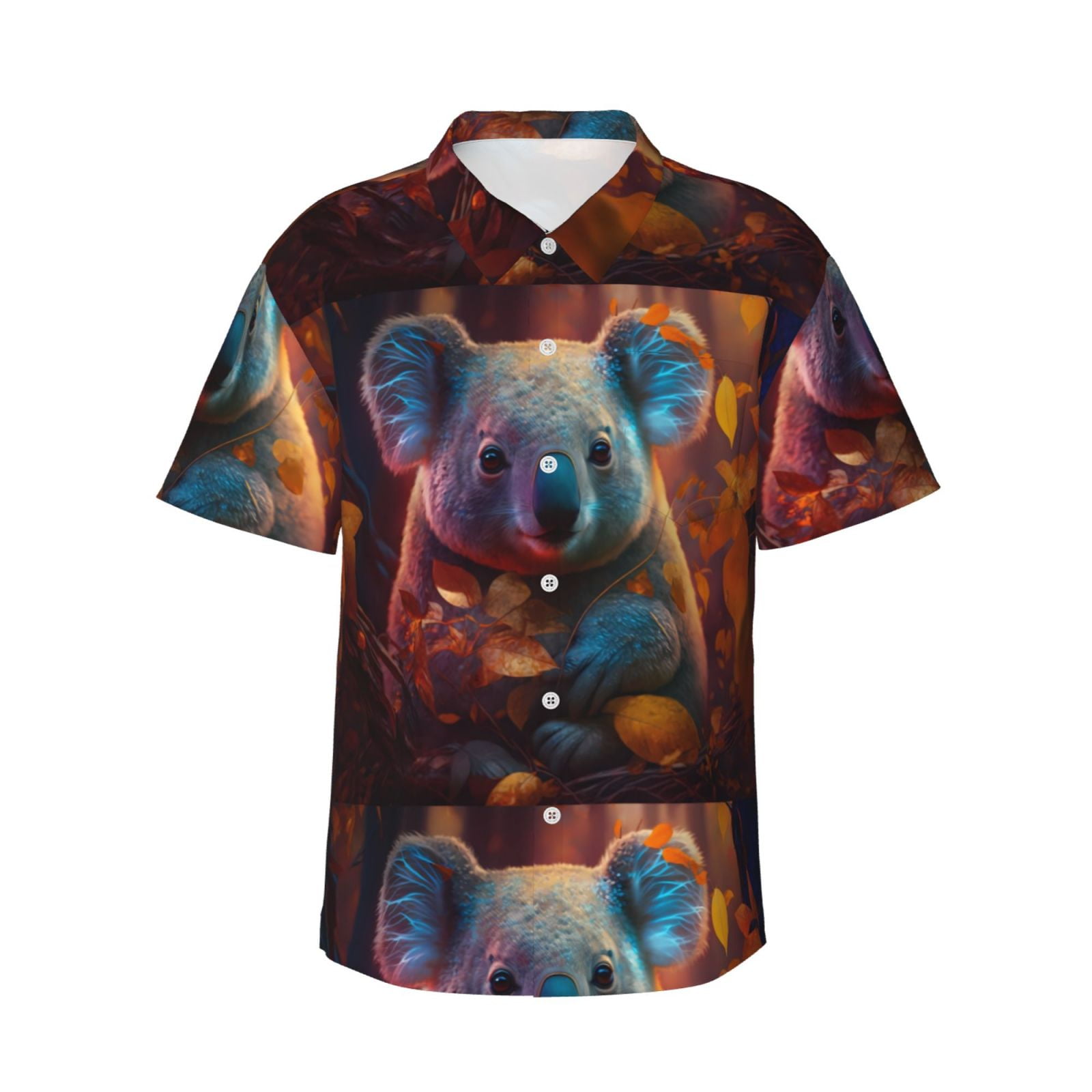 Cauagu Forest Koala Print Hawaiian Shirt for Men,Casual Short Sleeve ...