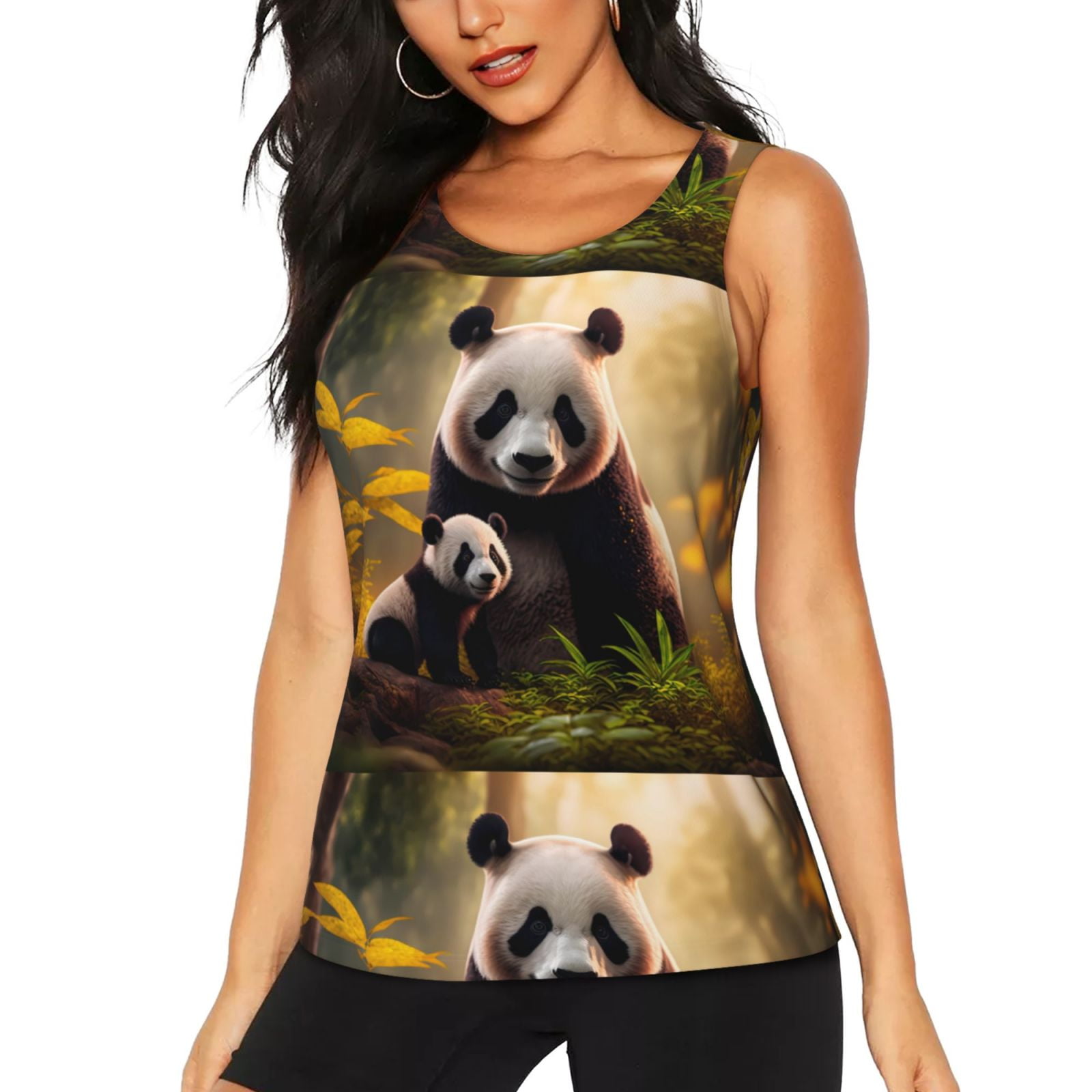 Cauagu Forest Panda for Women's Workout Tank Tops Sleeveless Running ...