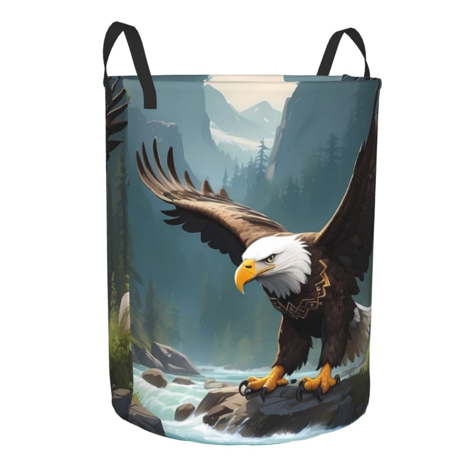 Cauagu Forest River Bald Eagle for Laundry Basket,Collapsible Organizer ...