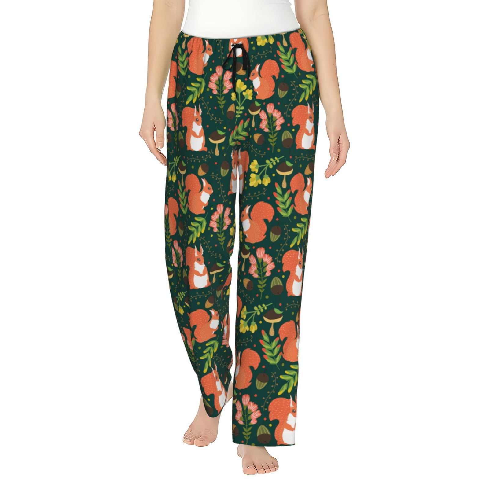 Cauagu Forest Squirrel Pajama Pants for Women Loose Fit Wide Leg ...