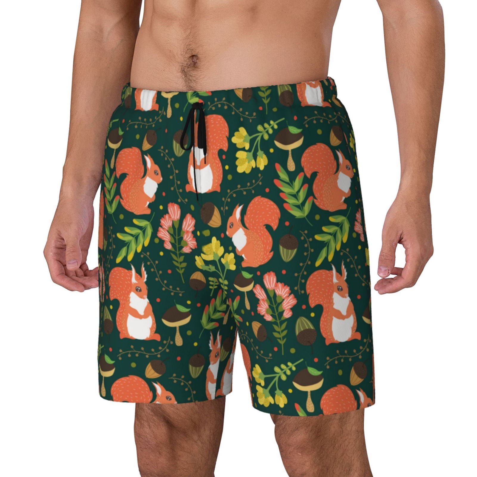 Cauagu Forest Squirrel Print Mens Swim Trunks Quick Dry Board Shorts ...