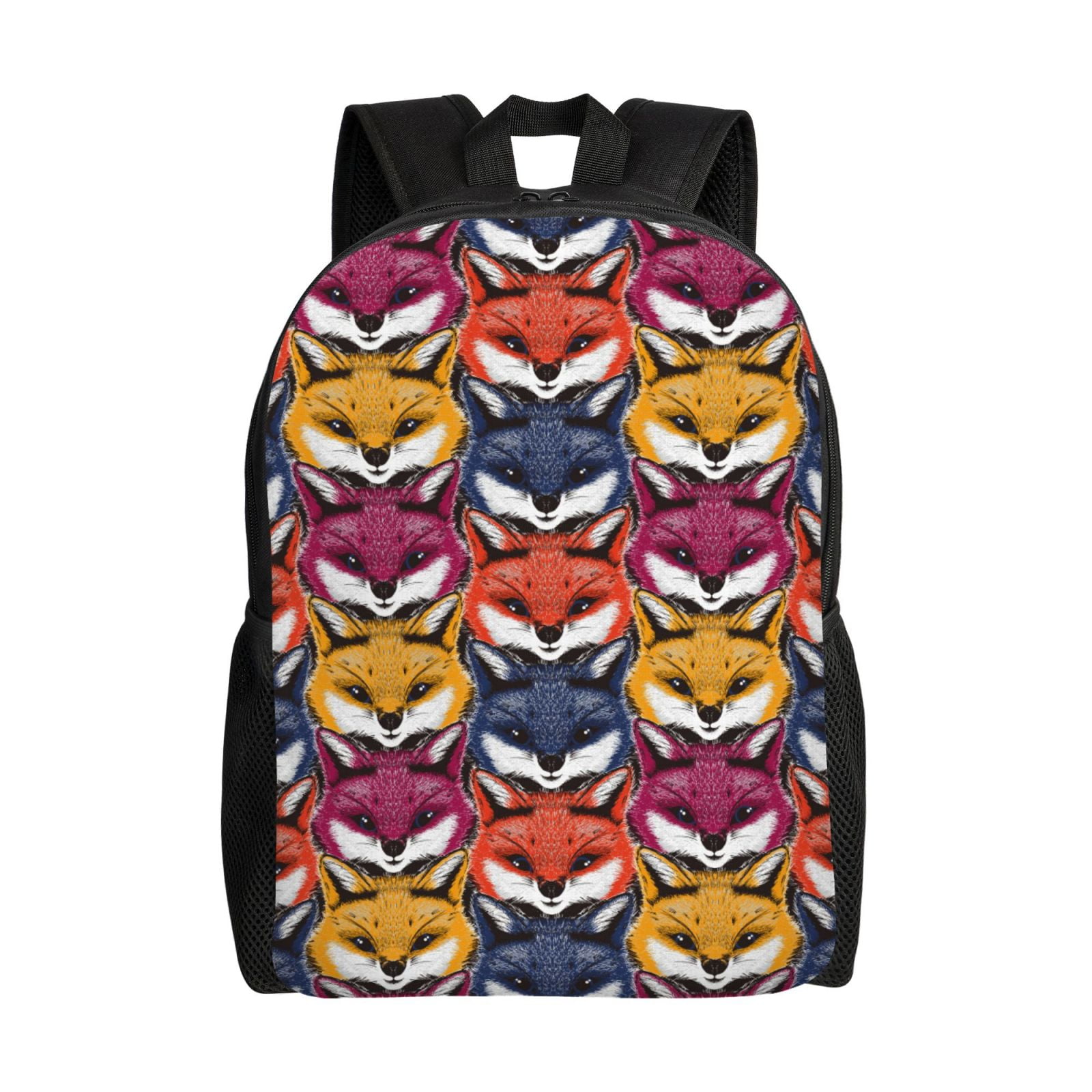 Cauagu Fox Face Print Backpacks,Travel Daypack Casual Laptop Backpack ...