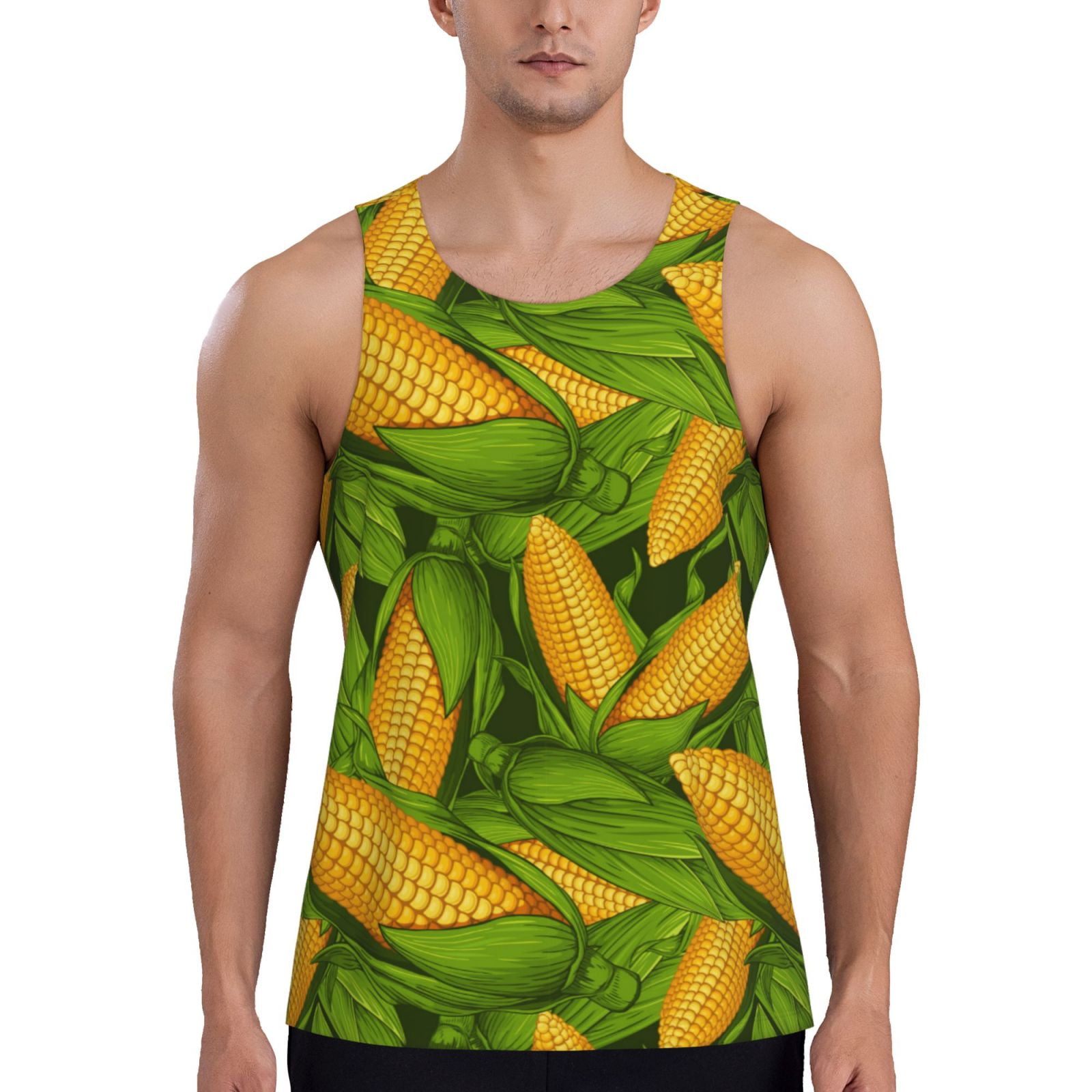 Cauagu Fresh Corn 1 Print Men's Sleeveless Muscle Shirts,Tank Tops ...