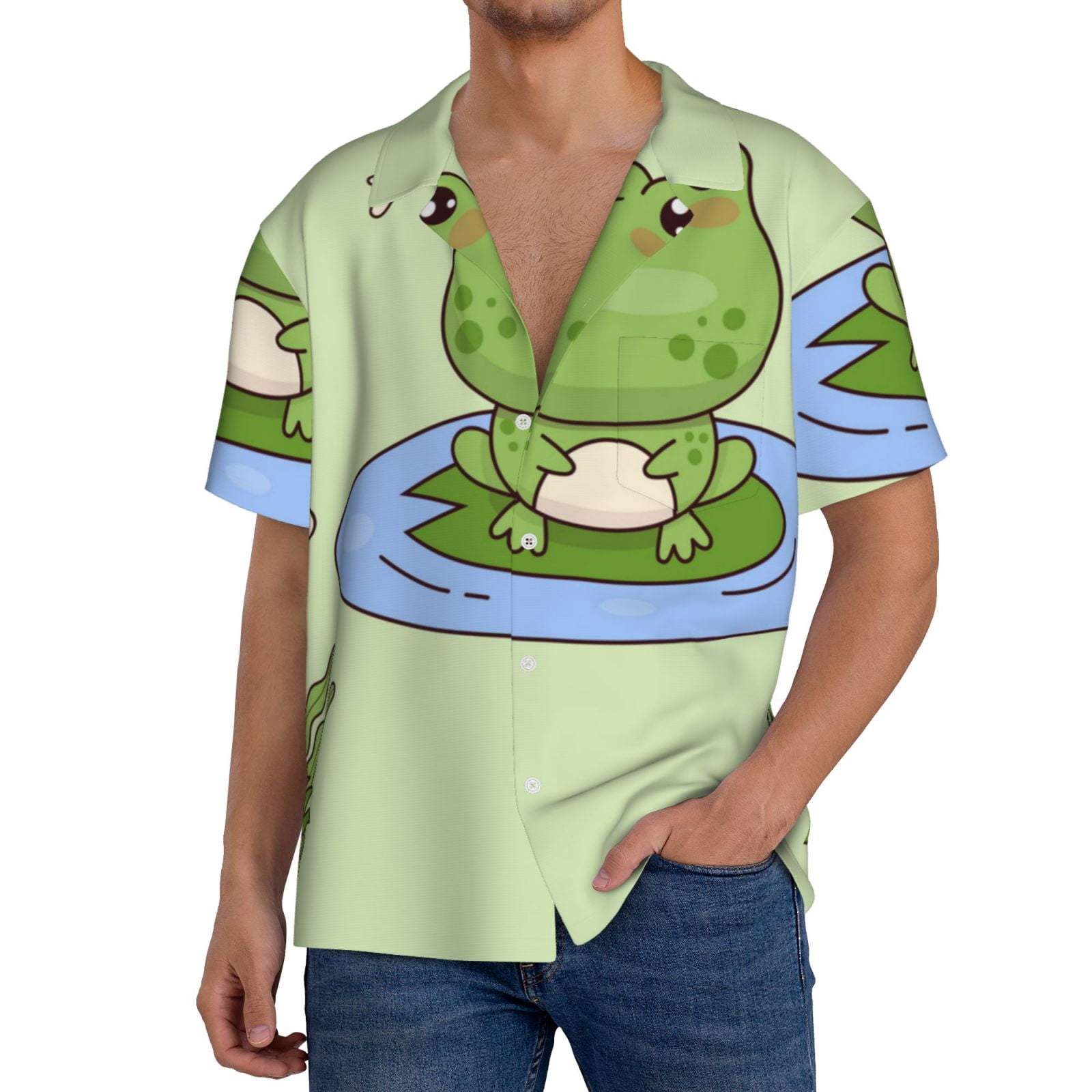 Cauagu Frog Amanita Mushroom Men's Short Sleeve Button Down Hawaiian ...