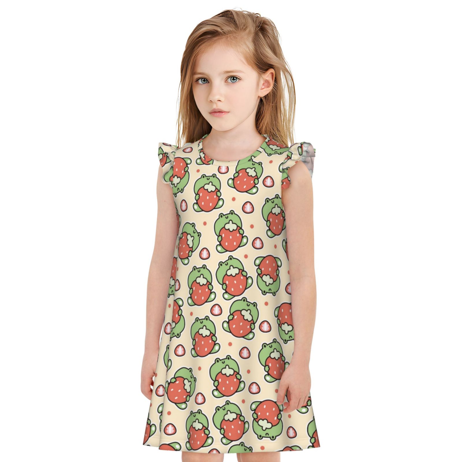 Cauagu Frog Hold Strawberry Girls Nightgowns Sleepwear Short Sleeve ...