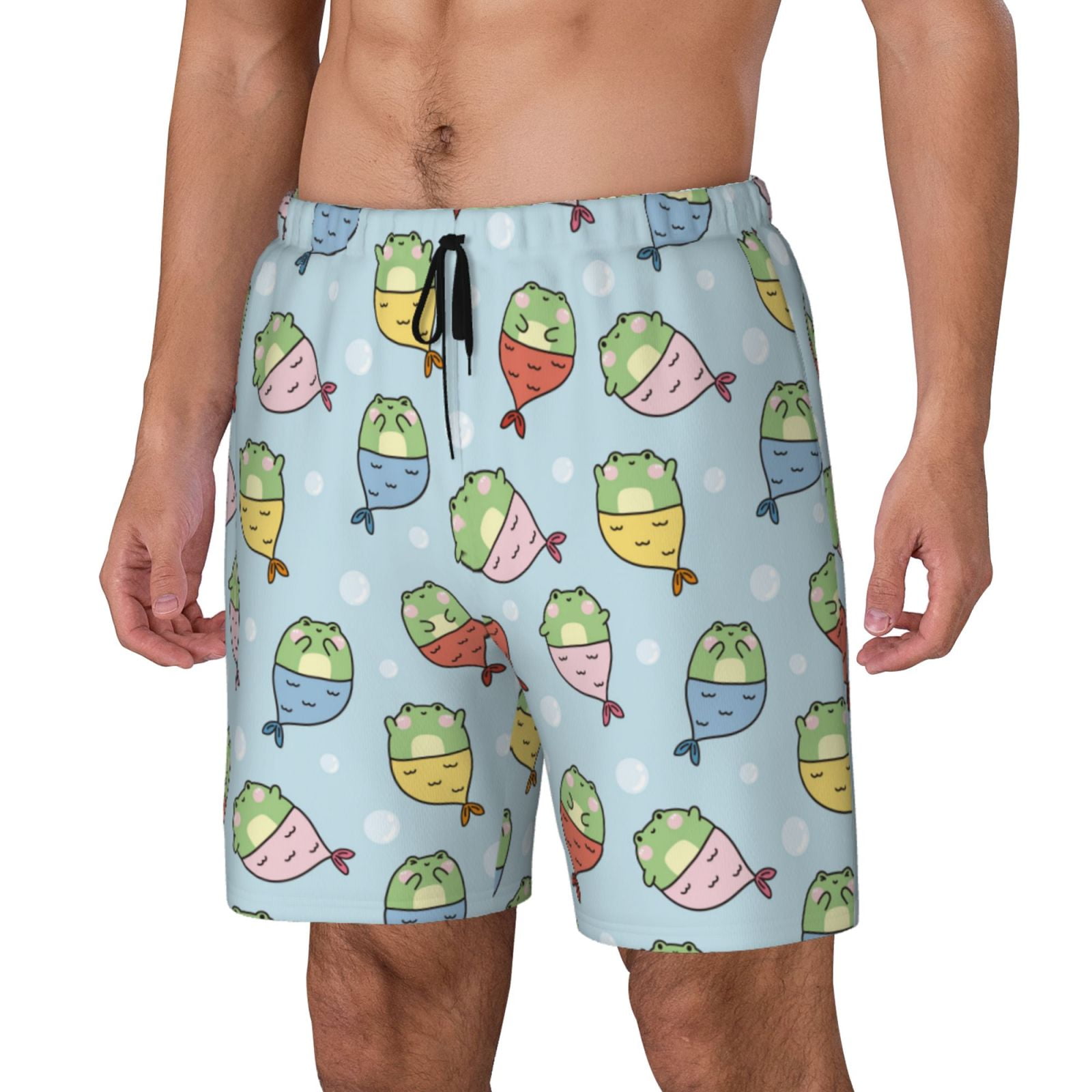 Cauagu Frog In Mermaid Print Mens Swim Trunks Quick Dry Board Shorts ...