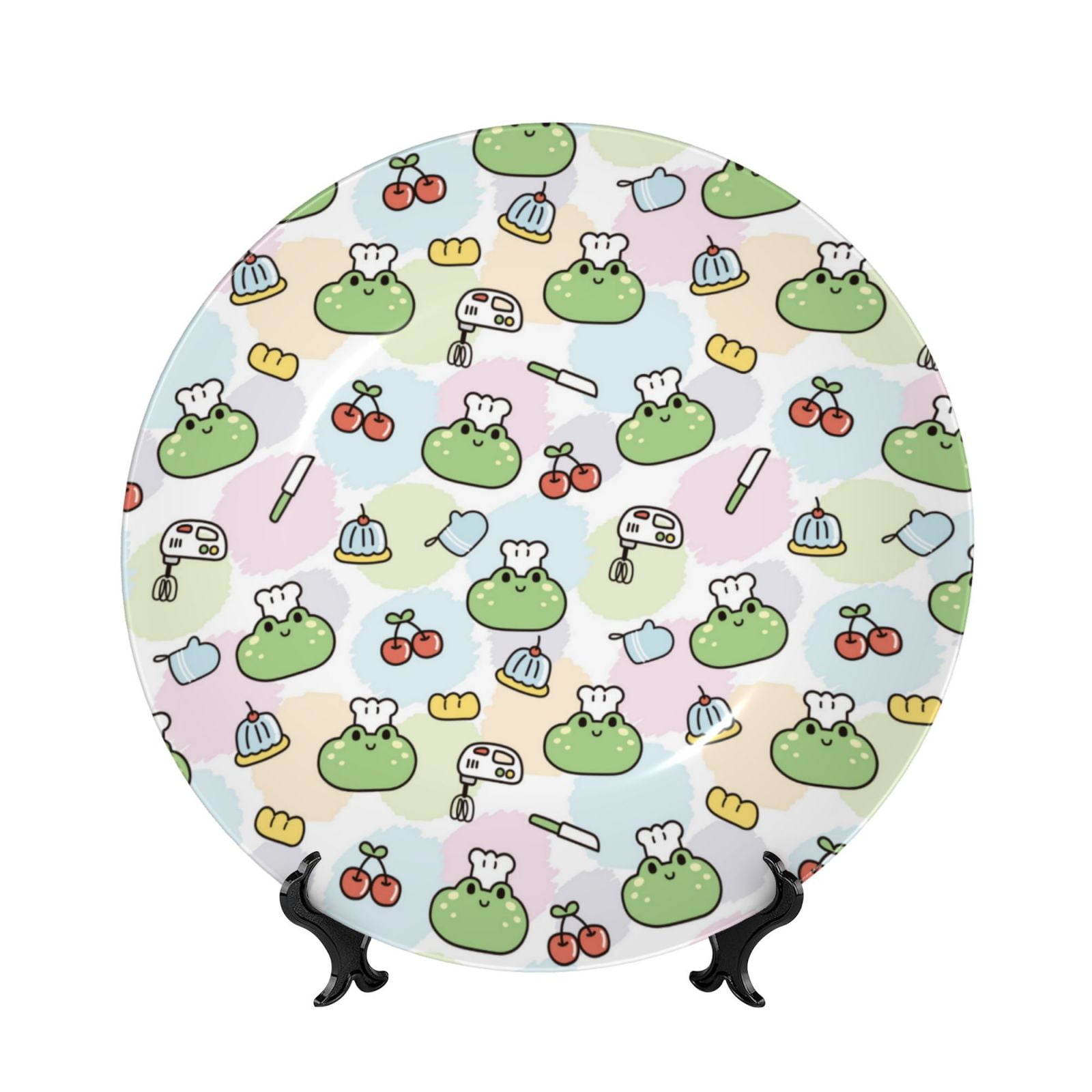 Cauagu Frog Wear Chef Hat Print Bone China Decorative Plate, Wall Mount ...