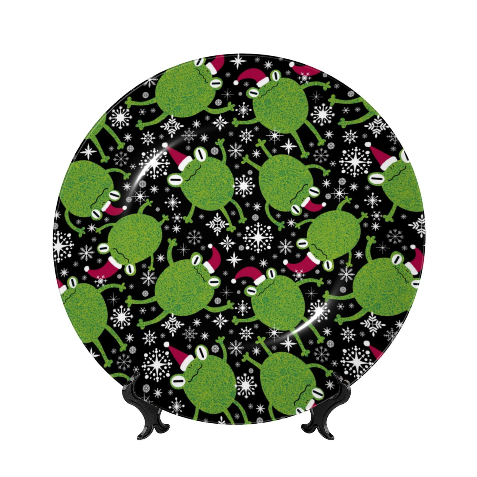 Cauagu Frogs And Santa Hat Print Bone China Decorative Plate, Wall ...