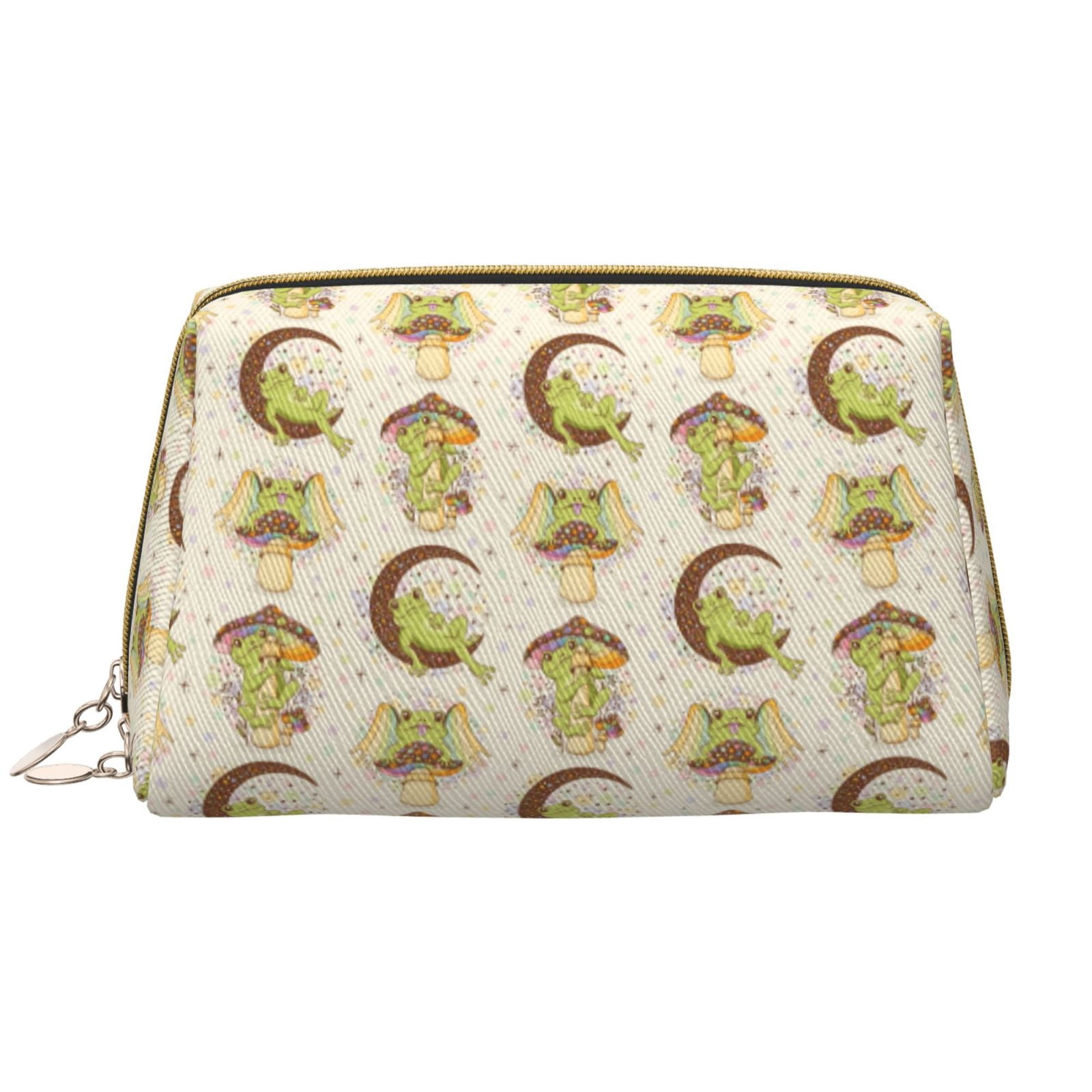 Cauagu Frogs Print Large Cosmetic Bag,Portable Cosmetics Pouch Travel ...
