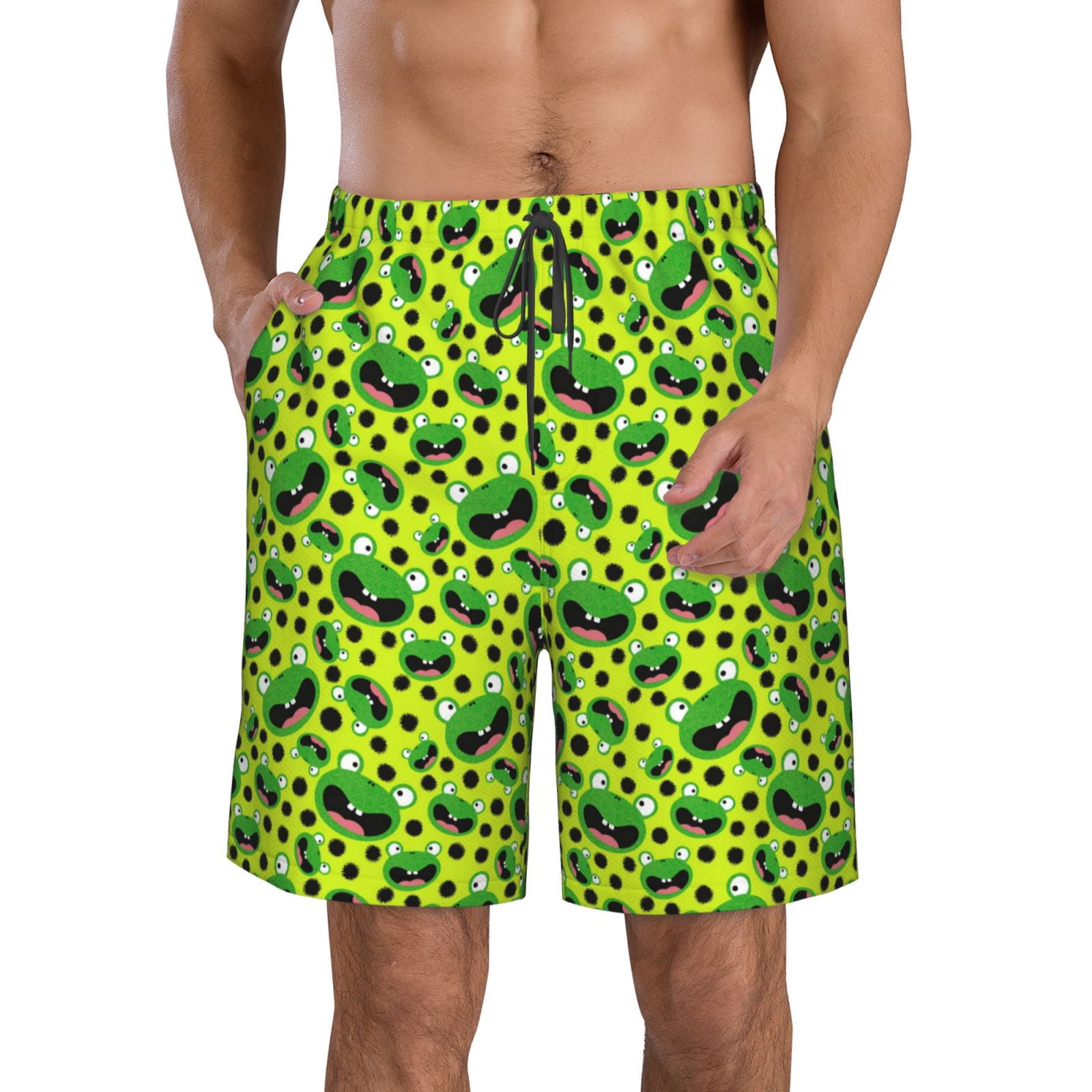 Cauagu Frogs Print Men's Swim Trunks,Hawaiian Bathing Suit Swimsuits ...