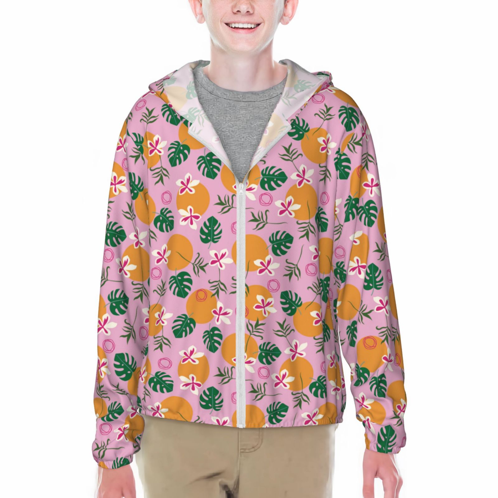 Cauagu Fruit Print Sun Protection Jacket for Teen,Full-Zipper Long ...