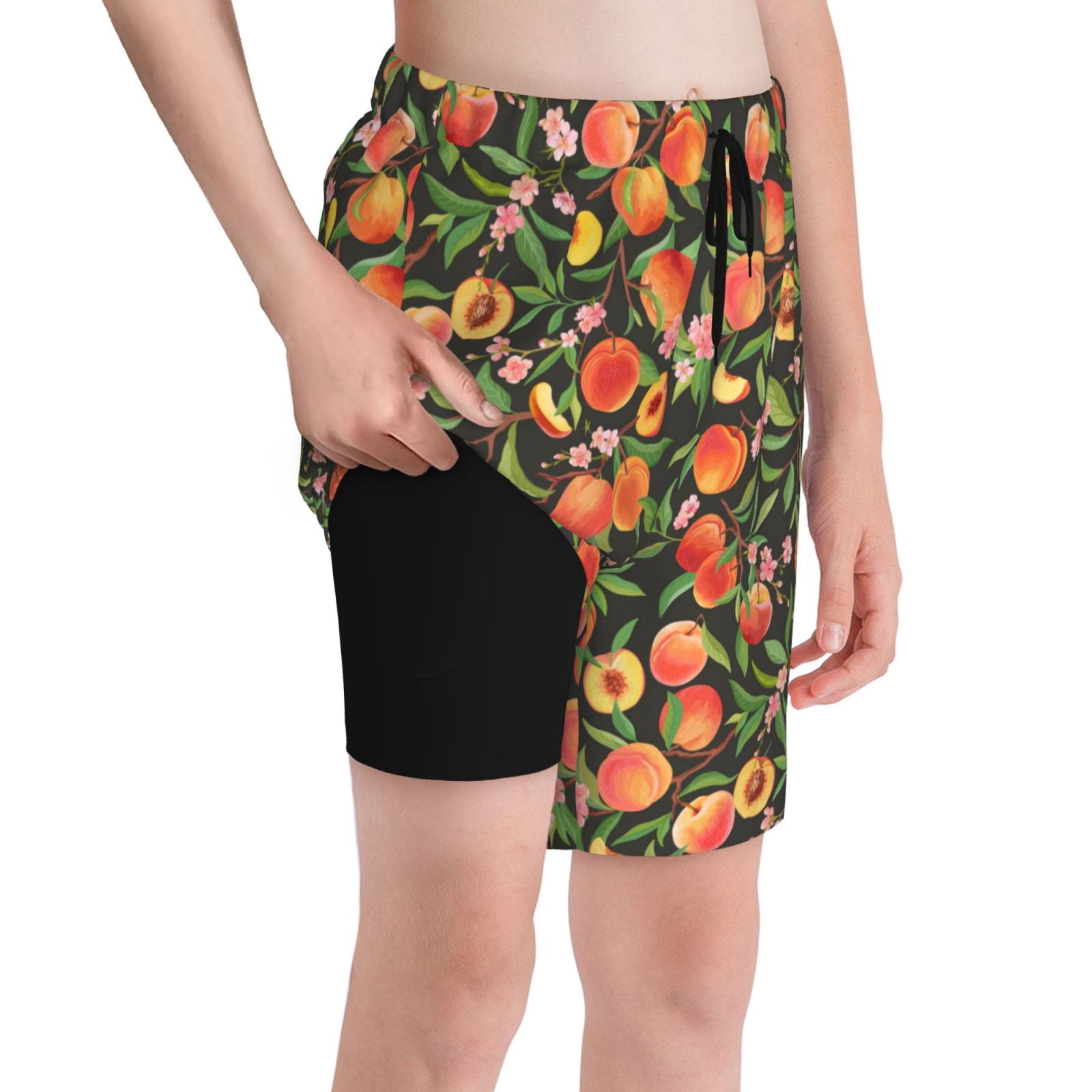 Cauagu Fruits Peach Print Swim Trunks for Men,Youth Boys Swim Shorts ...