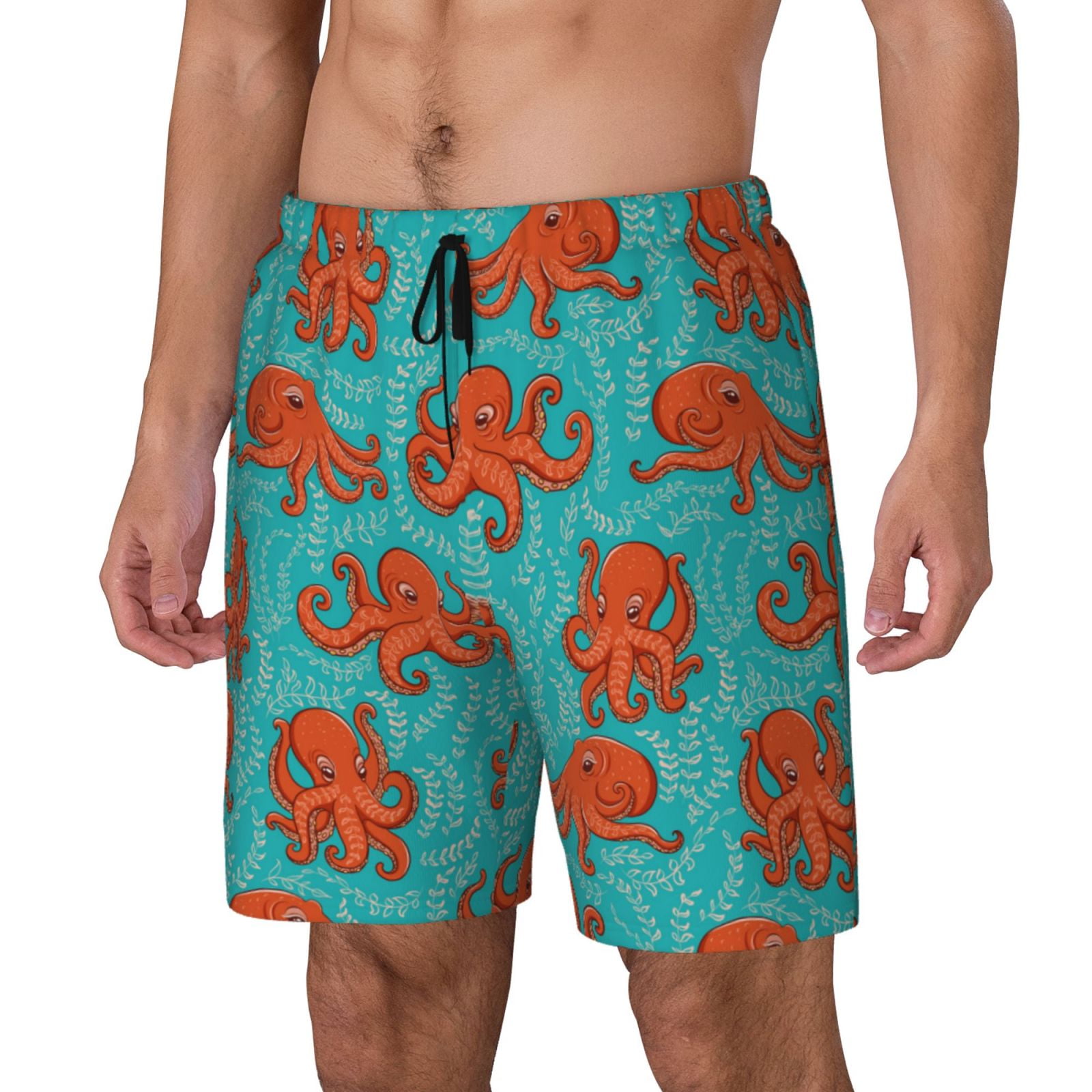 Cauagu Fun Octopus Print Mens Swim Trunks Quick Dry Board Shorts Swim ...