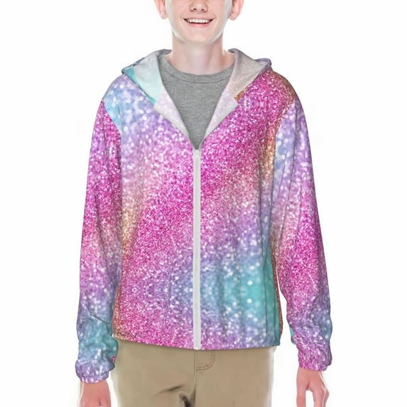 Cauagu Fun Rainbow Print Sun Protection Jacket for Teen,Full-Zipper ...