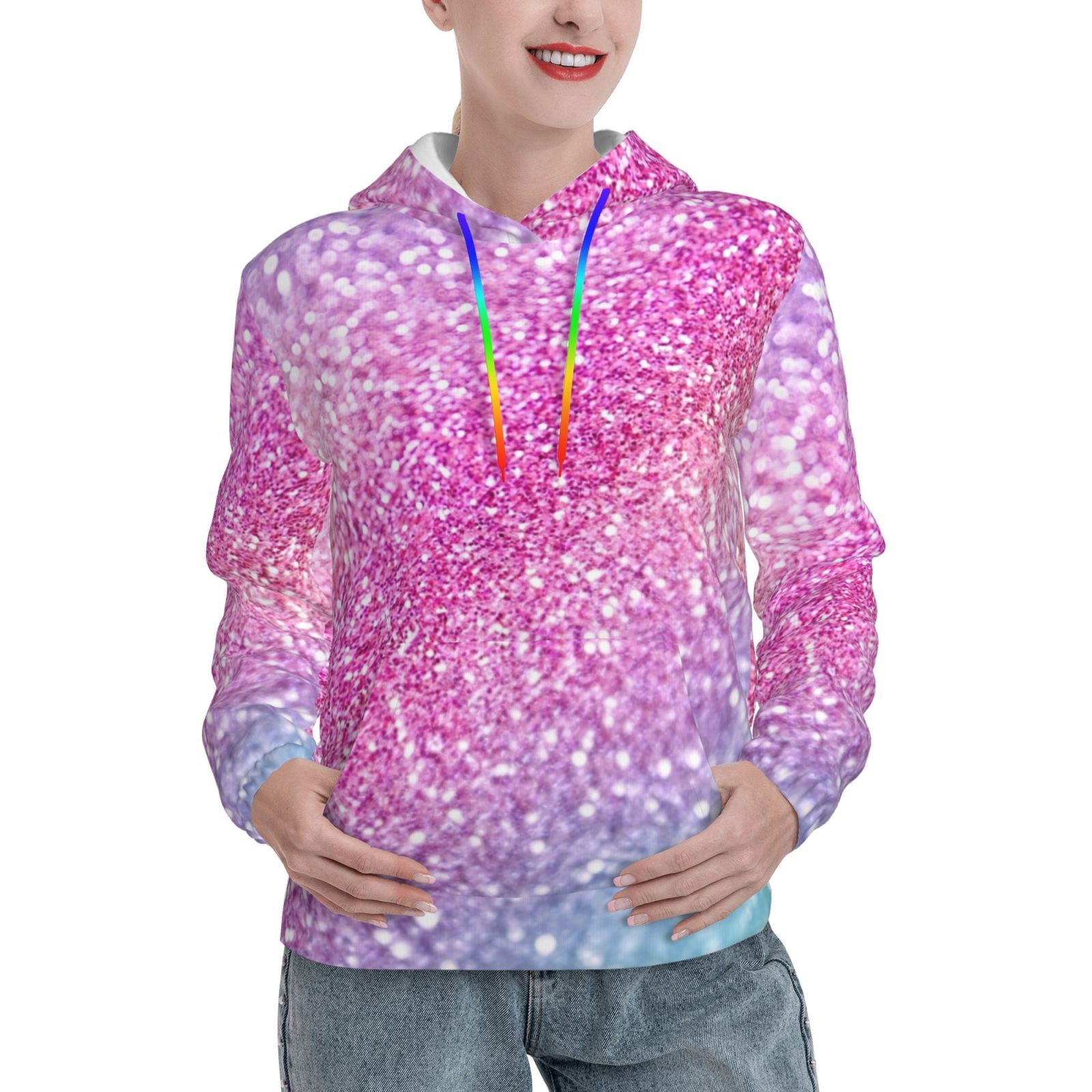 Cauagu Fun Rainbow for Women's Hooded Sweatshirts Pullover Hoodie for Women Fall Workout Sweat ...