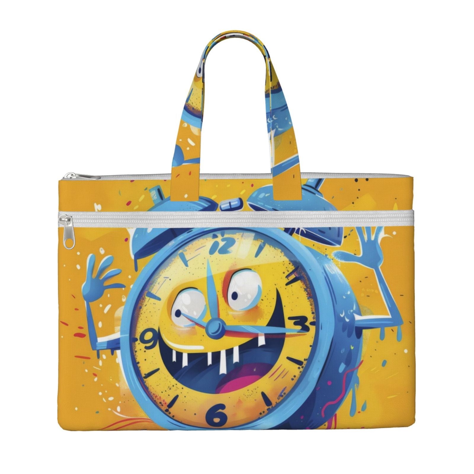 Cauagu Funny Alarm Clock Illustration Pattern Canvas Tote File Bag ...