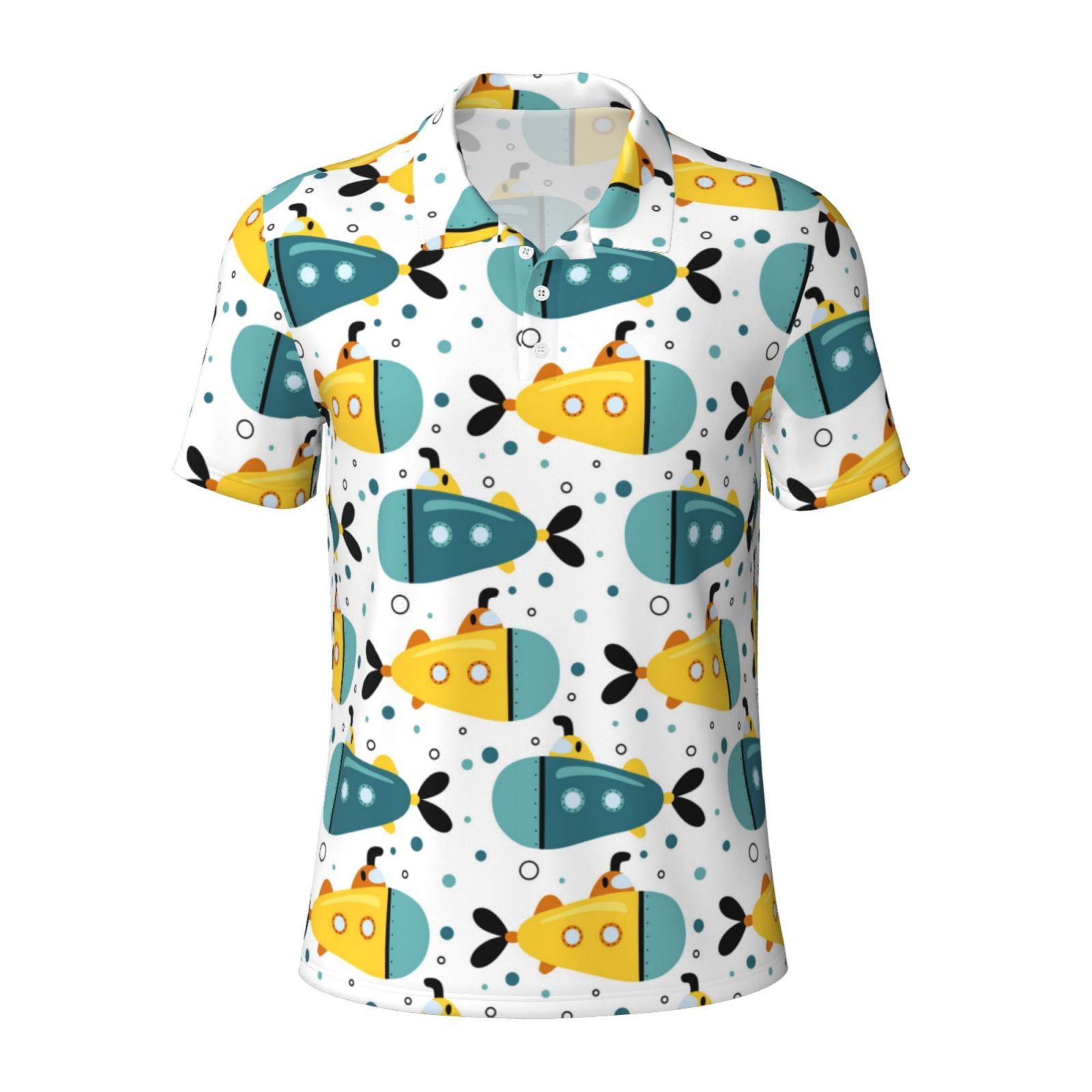 Cauagu Funny Boats Print Men's Polo Shirts, Short-Sleeve Polo Shirts ...