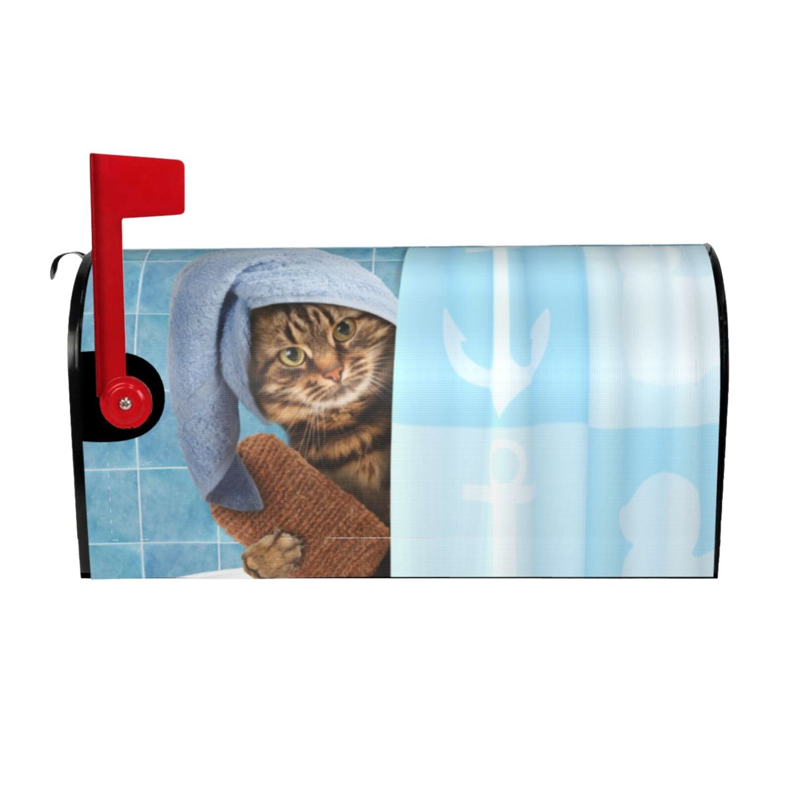 Cauagu Funny Cat Taking a Bath Pattern Magnetic Mailbox Covers, Mailbox ...