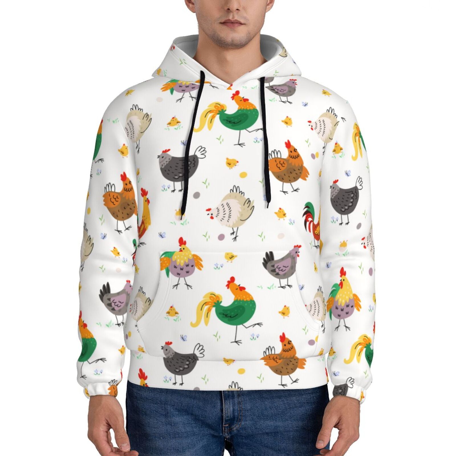 Cauagu Funny Chicken for Men's Pullover Hooded Sweatshirt Athletic Casual Hoodie Aautumn Hoodie ...