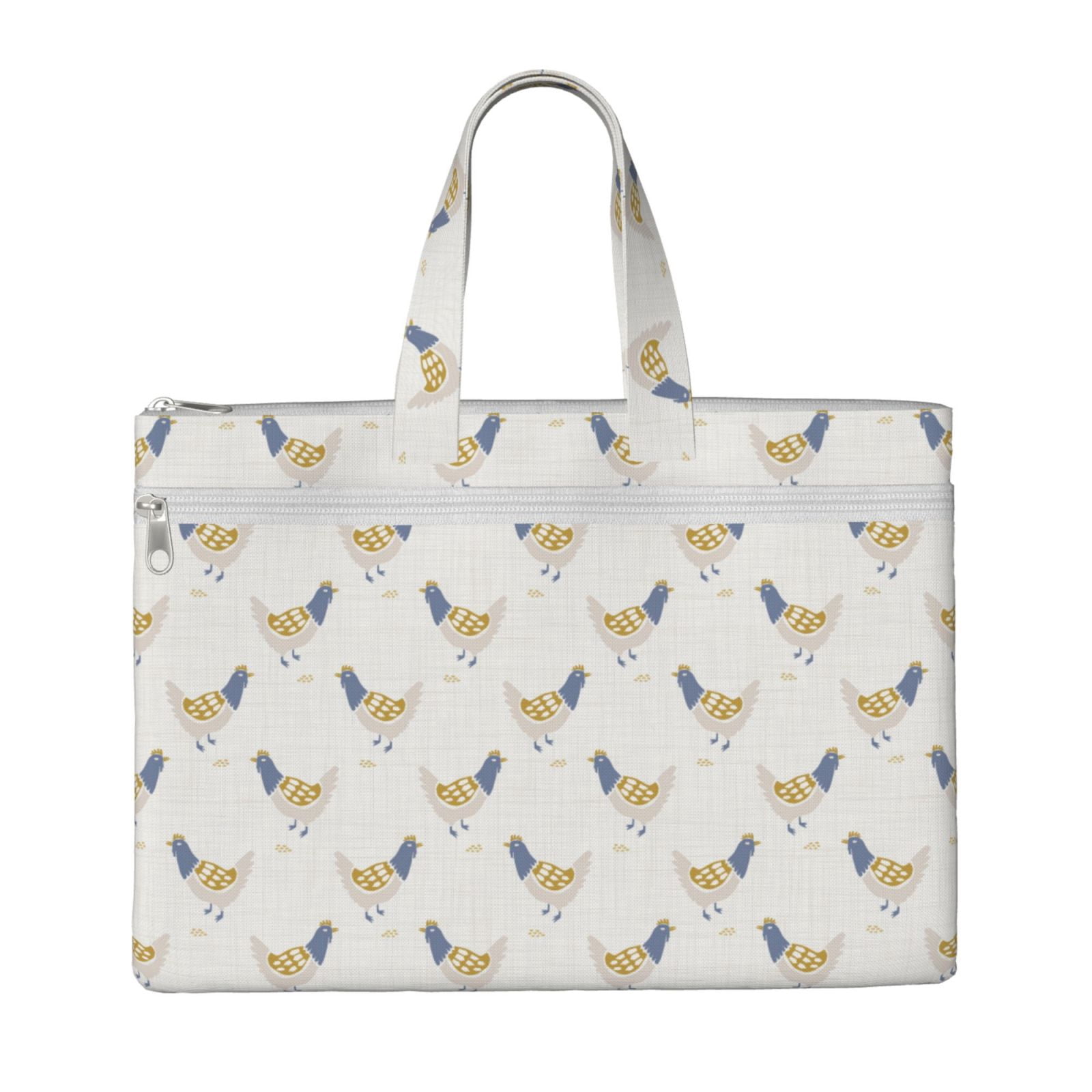 Cauagu Funny Chicken Pattern Canvas Tote File Bag, Zipper Tote Bag ...