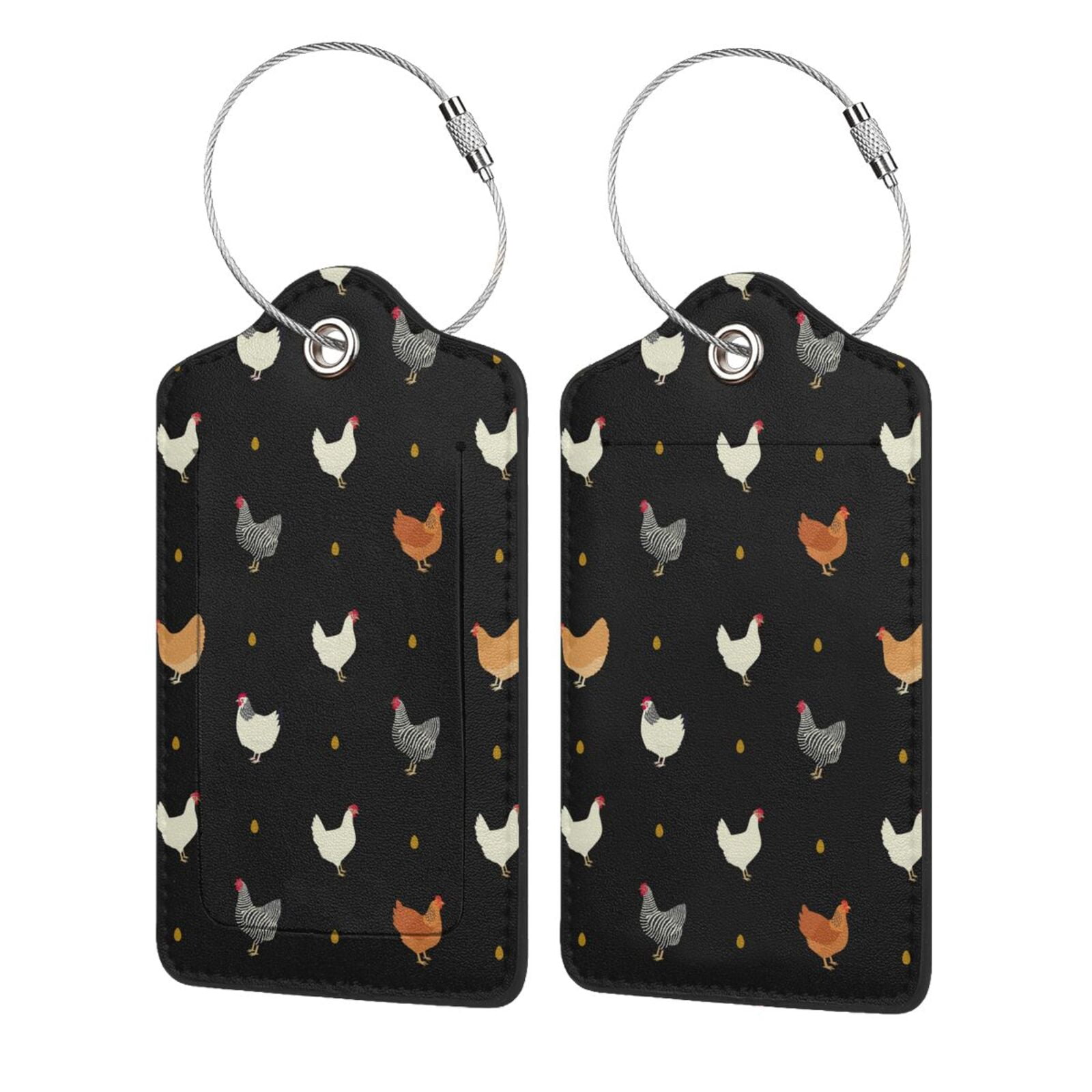 Cauagu Funny Chicken Pattern Luggage Tags,Leather Luggage Tags ...