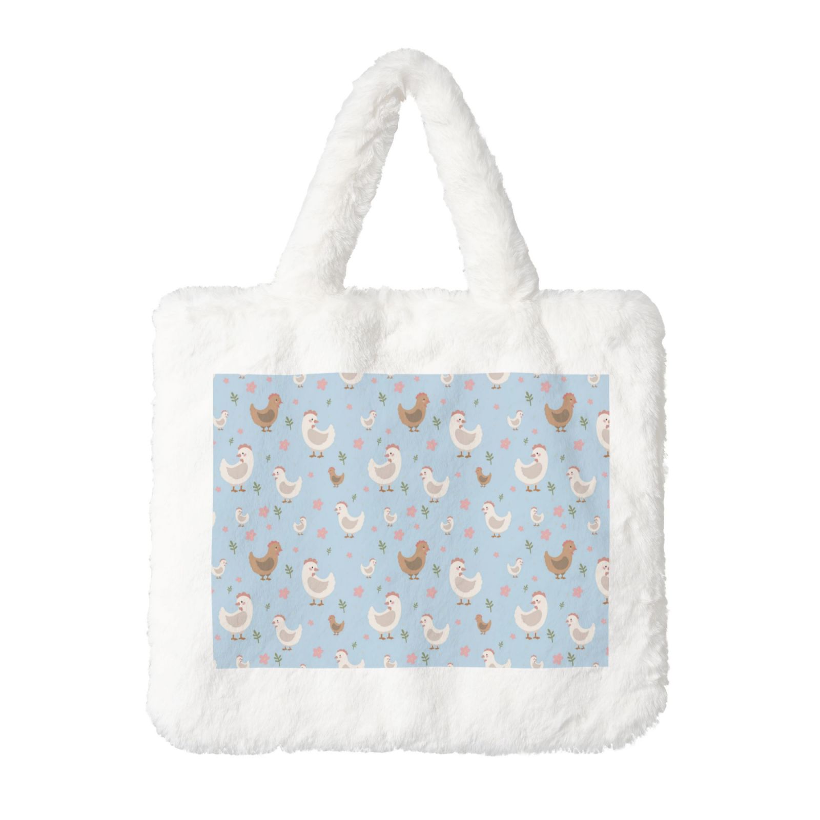Cauagu Funny Chicken Pattern Women's Plush Tote Bag,Soft Underarm Bag ...