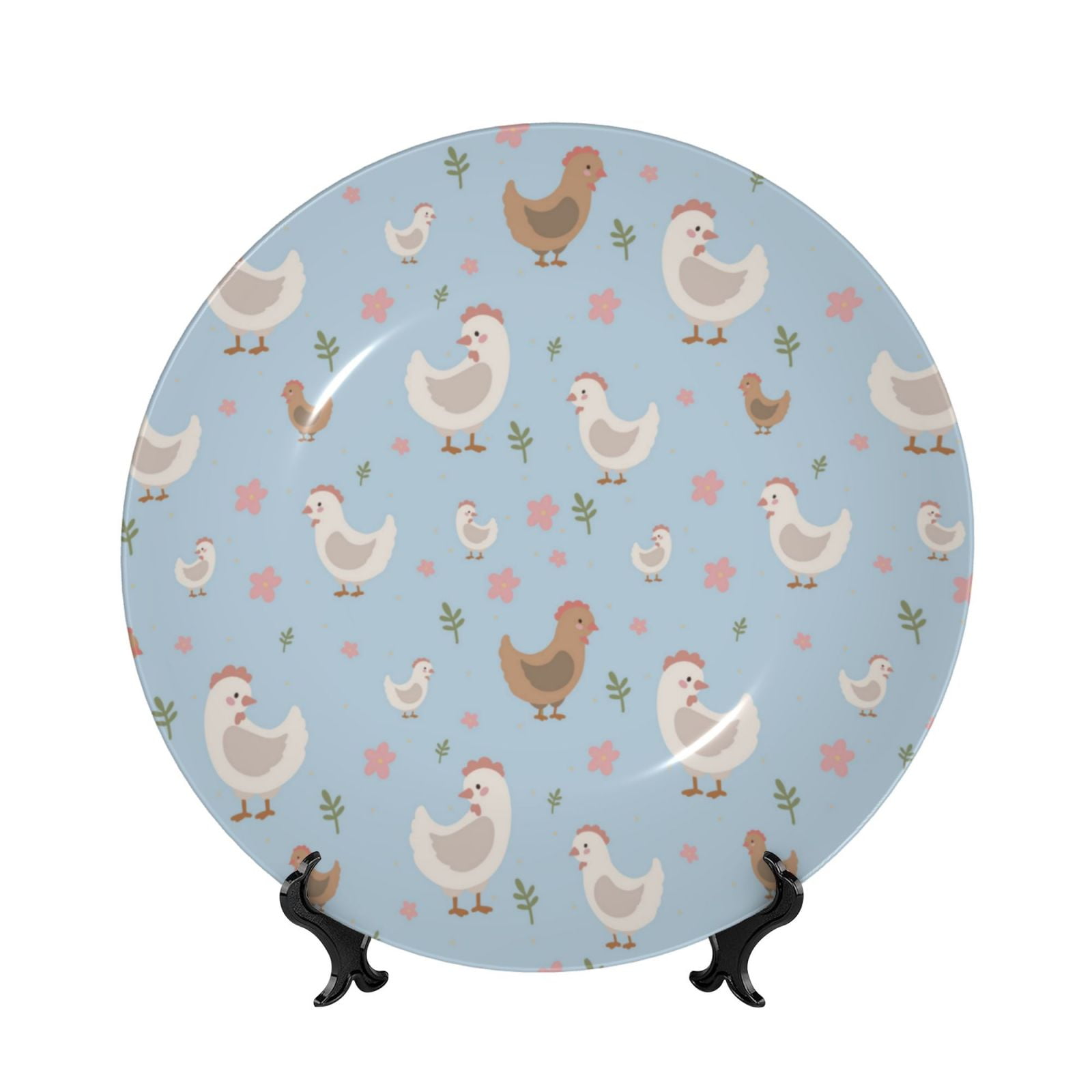Cauagu Funny Chicken Print Bone China Decorative Plate, Wall Mount ...