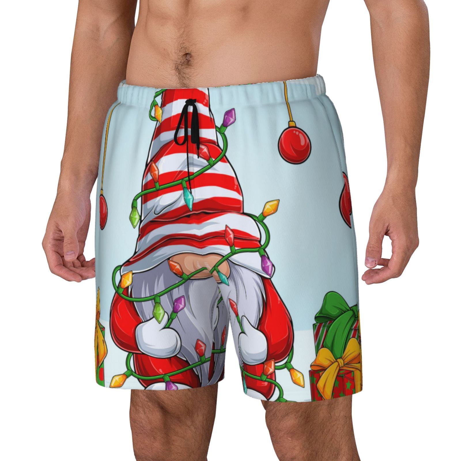 Cauagu Funny Christmas Gnome Print Mens Swim Trunks Quick Dry Board ...
