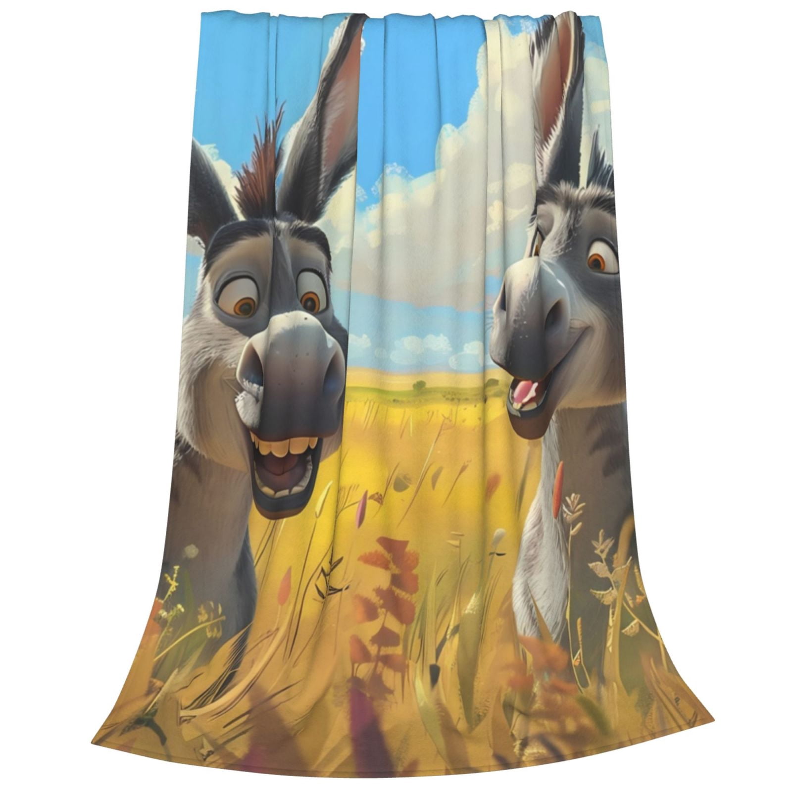 Cauagu Funny Countryside Donkey Pattern Flannel Bed Blankets,Fleece ...