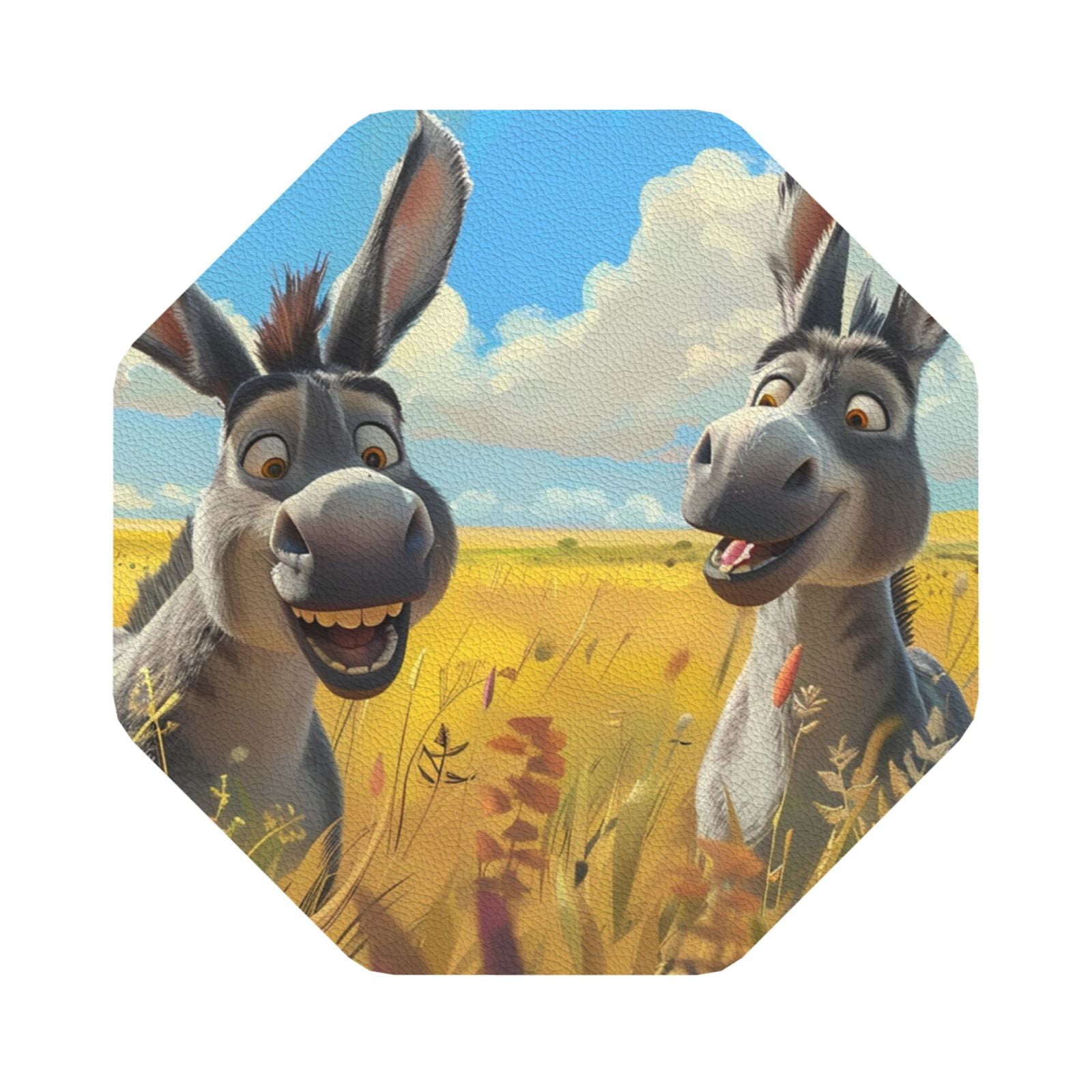 Cauagu Funny Countryside Donkey for Round Coaster,Drink Coasters Set of ...