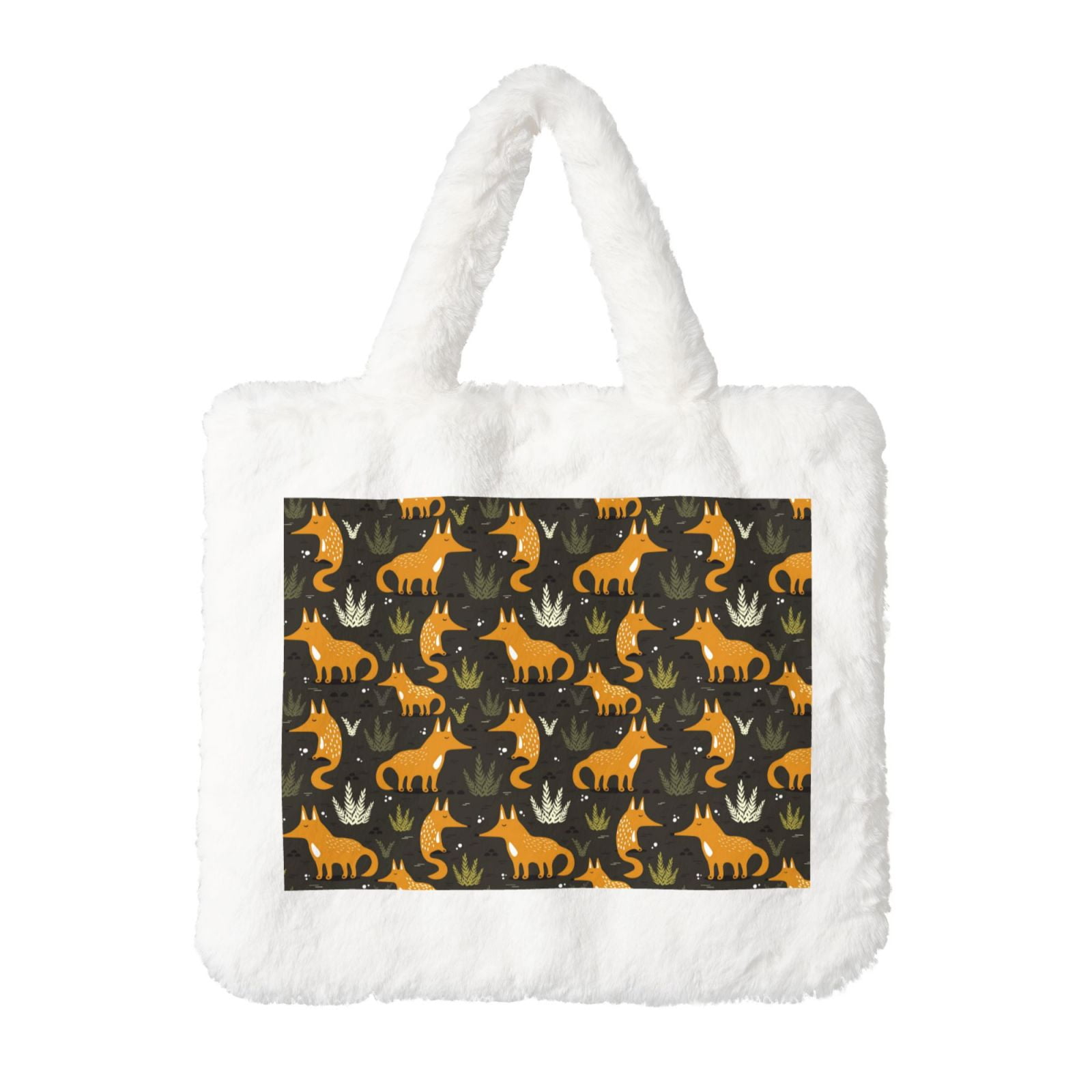 Cauagu Funny Fox by the Field Pattern Women's Plush Tote Bag,Soft ...