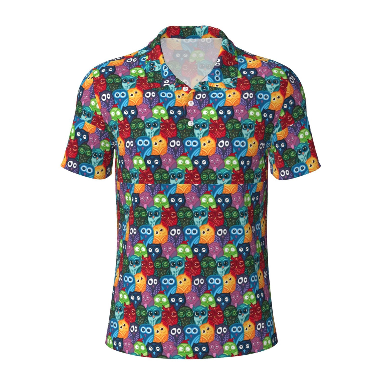 Cauagu Funny Owls Print Men's Polo Shirts, Short-Sleeve Polo Shirts for ...