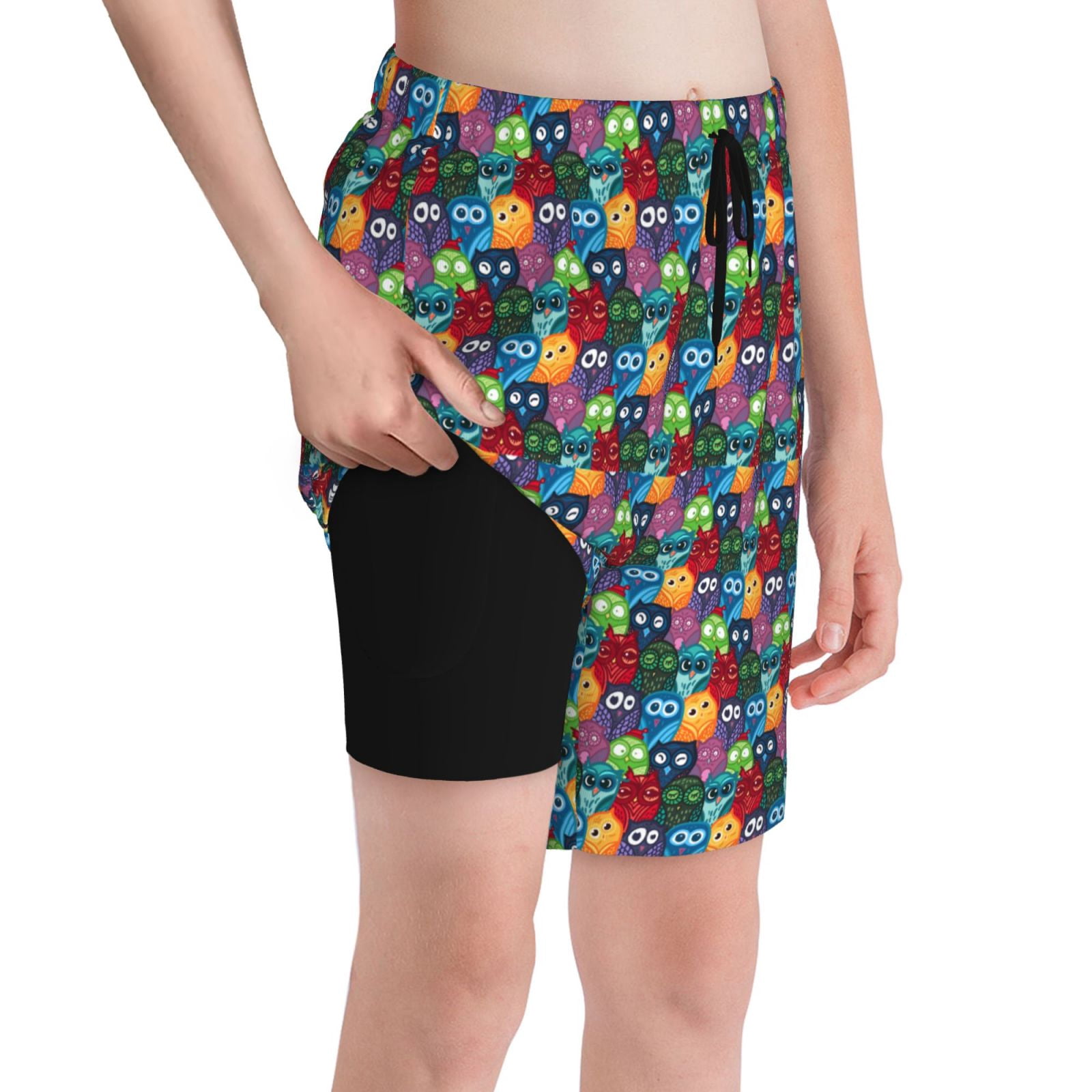 Cauagu Funny Owls Print Swim Trunks for Men,Youth Boys Swim Shorts ...