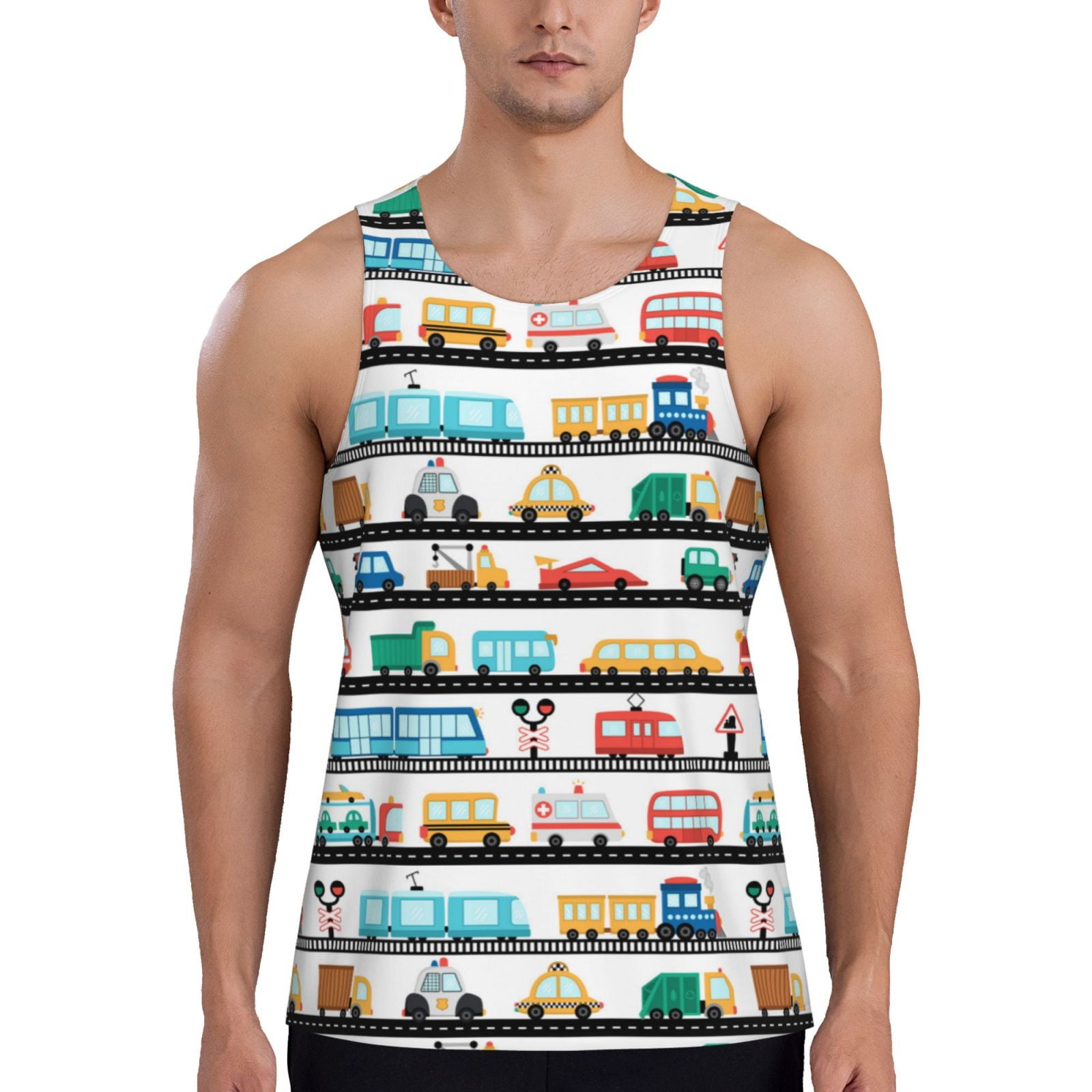 Cauagu Funny Transport Print Men's Sleeveless Muscle Shirts,Tank Tops ...