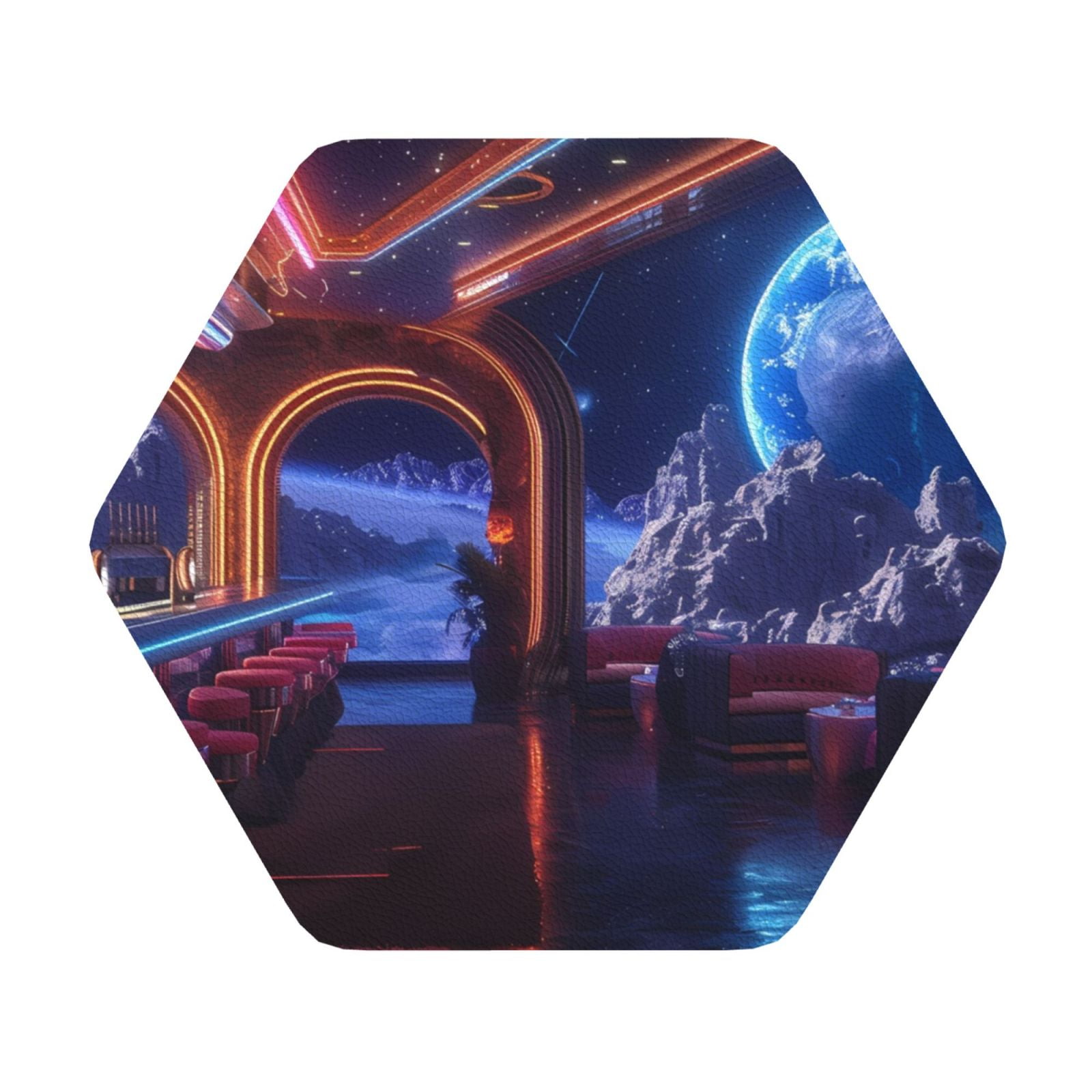 Cauagu Futuristic Bar Space View for Round Coaster,Drink Coasters Set ...