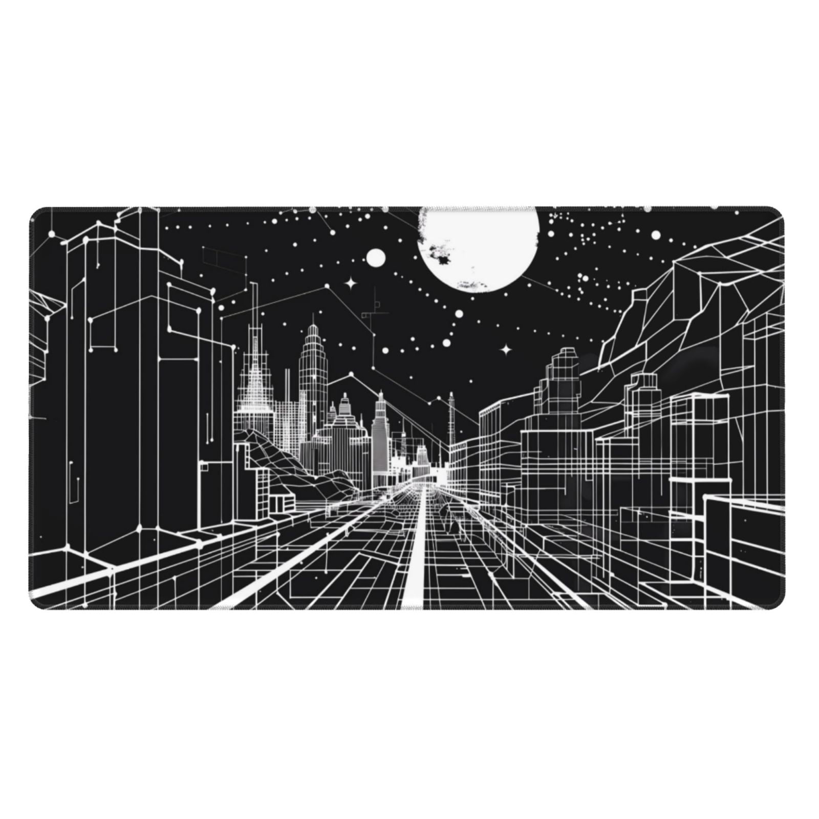 Cauagu Futuristic Moonlit Cityscape for Large Mouse Pad,XXL Extended ...