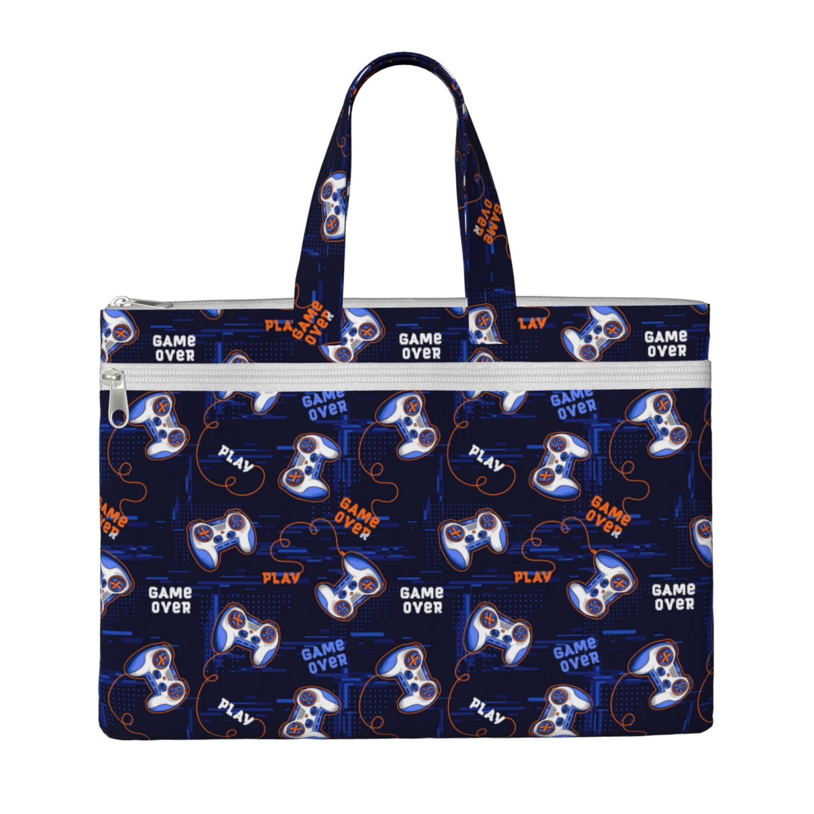 Cauagu Game Pads Pattern Canvas Tote File Bag, Zipper Tote Bag Business ...
