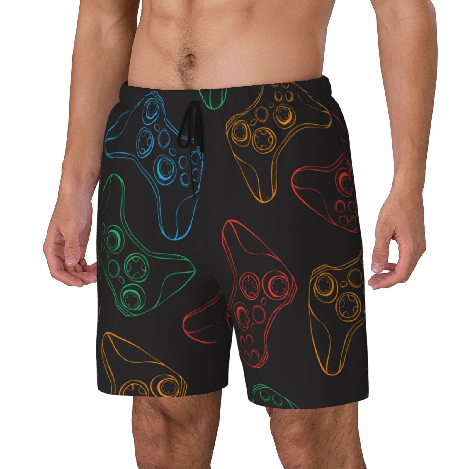 Cauagu Gamepad Joystick Game Print Mens Swim Trunks Quick Dry Board ...