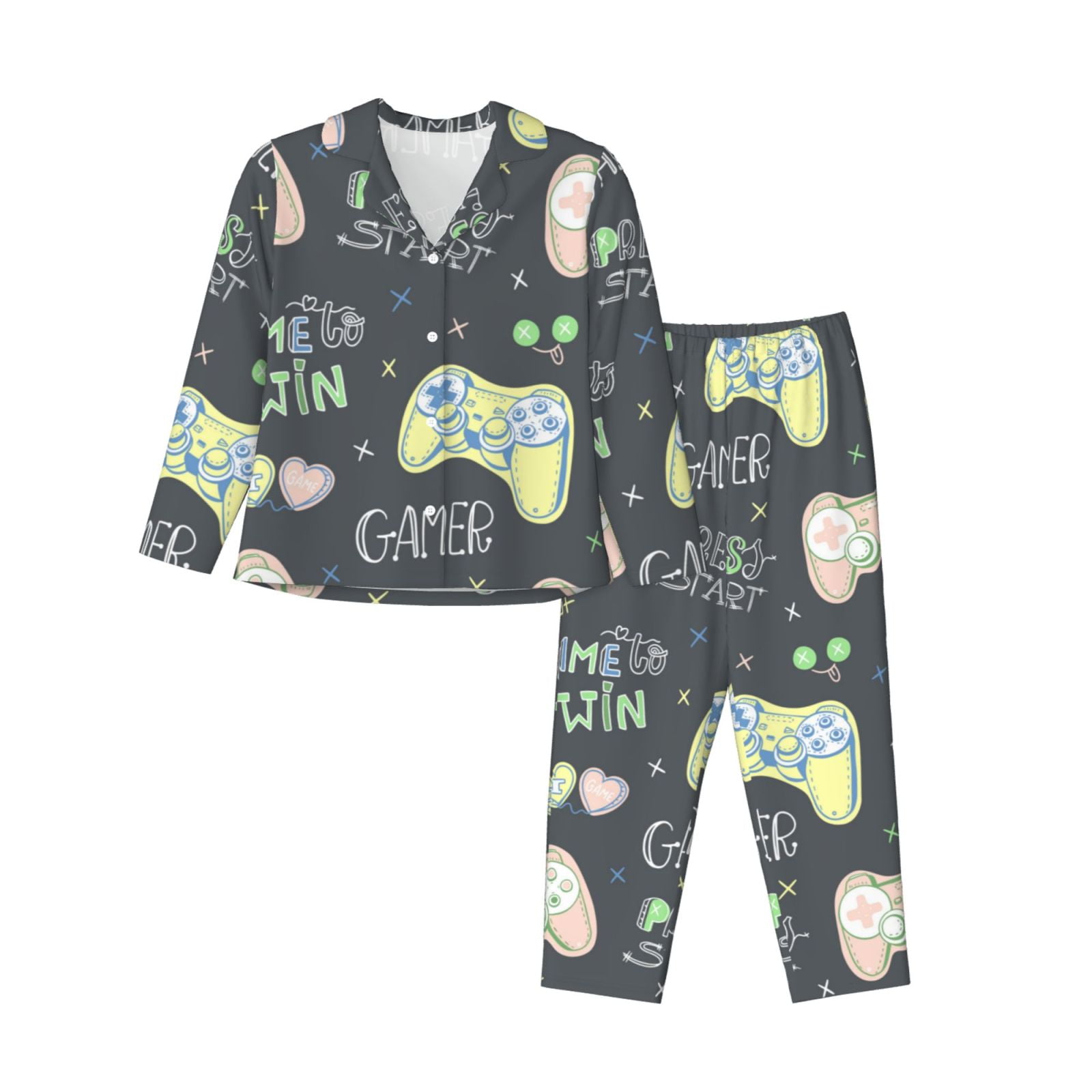 Cauagu Gamers Print Women's Long-Sleeve Pajamas Set Soft Pj Lounge Sets ...