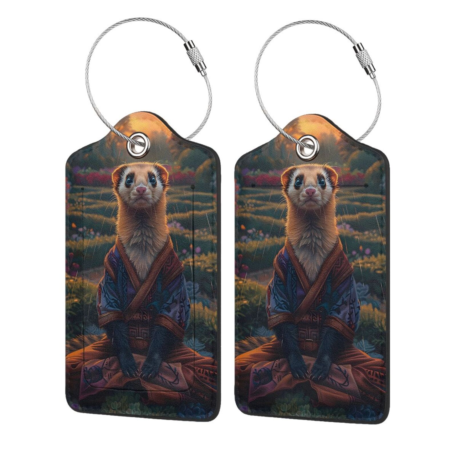 Cauagu Garden Meditating Weasel Pattern Luggage Tags,Leather Luggage ...