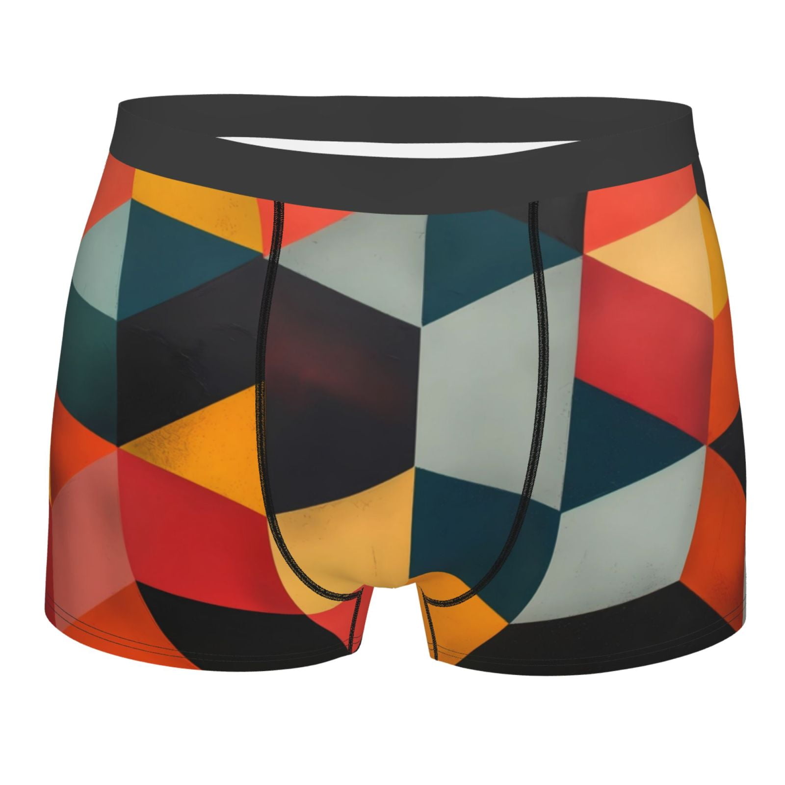 Cauagu Geometric Cube Pattern Art Print Boxer Briefs for Men,Comfortable Breathable Men's ...