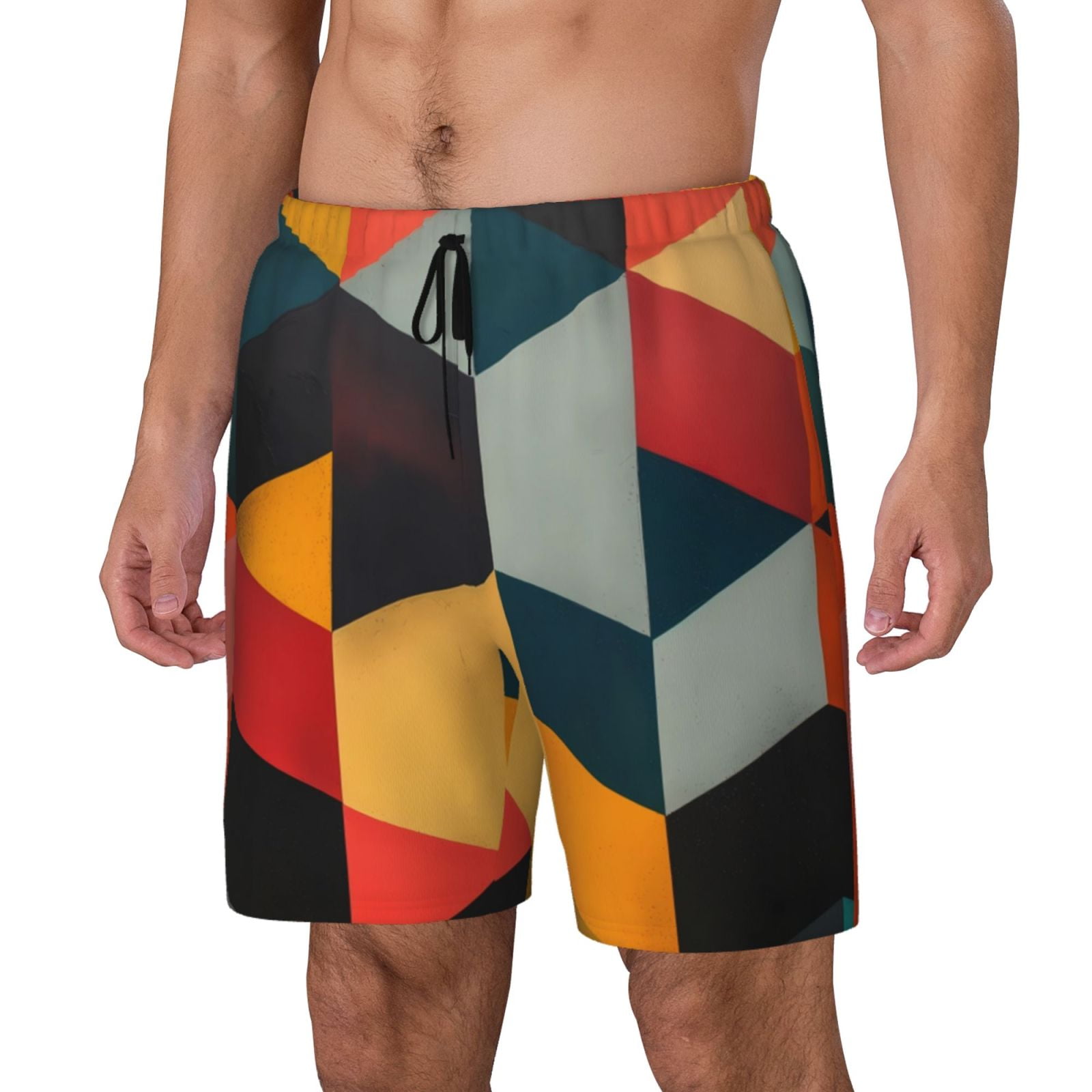 Cauagu Geometric Cube Pattern Art Print Mens Swim Trunks Quick Dry ...